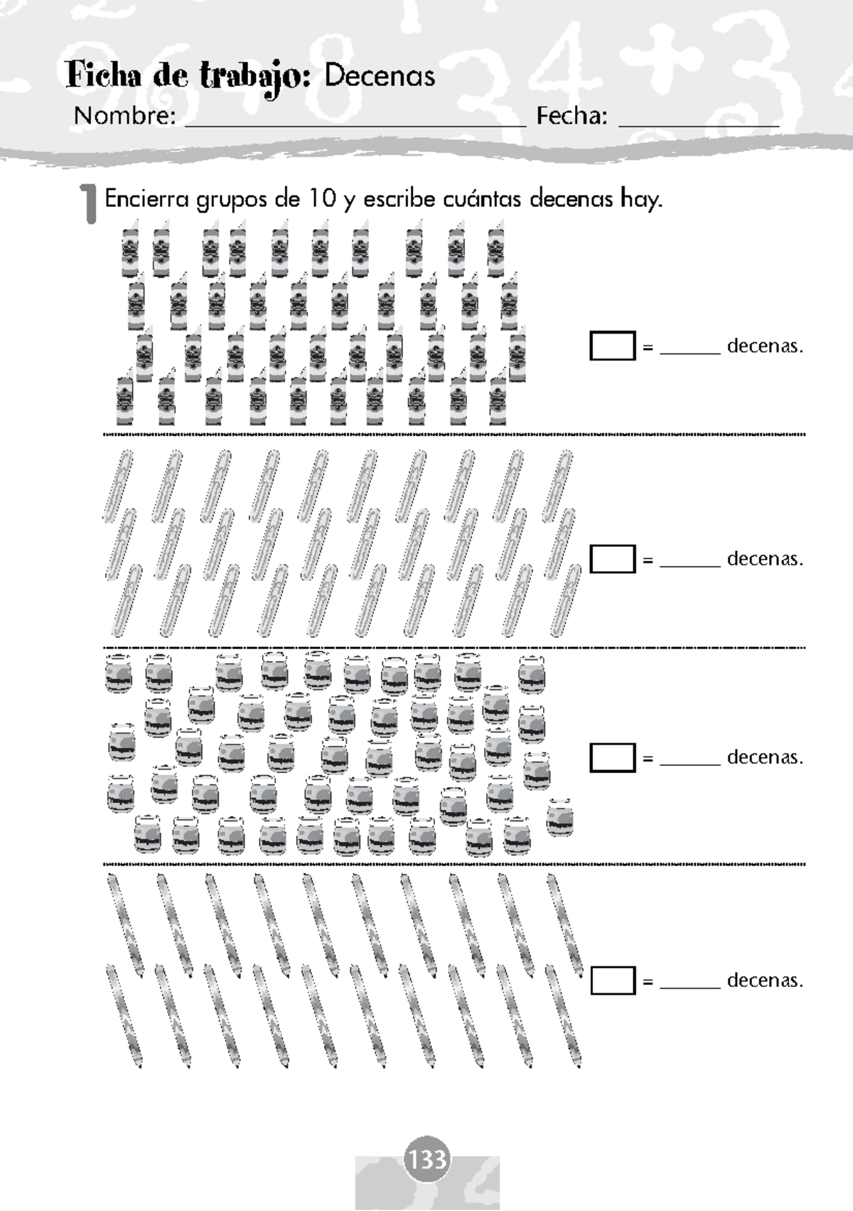 Ejercicio de Matemáticas: Decenas y Operaciones en Clases - Studocu