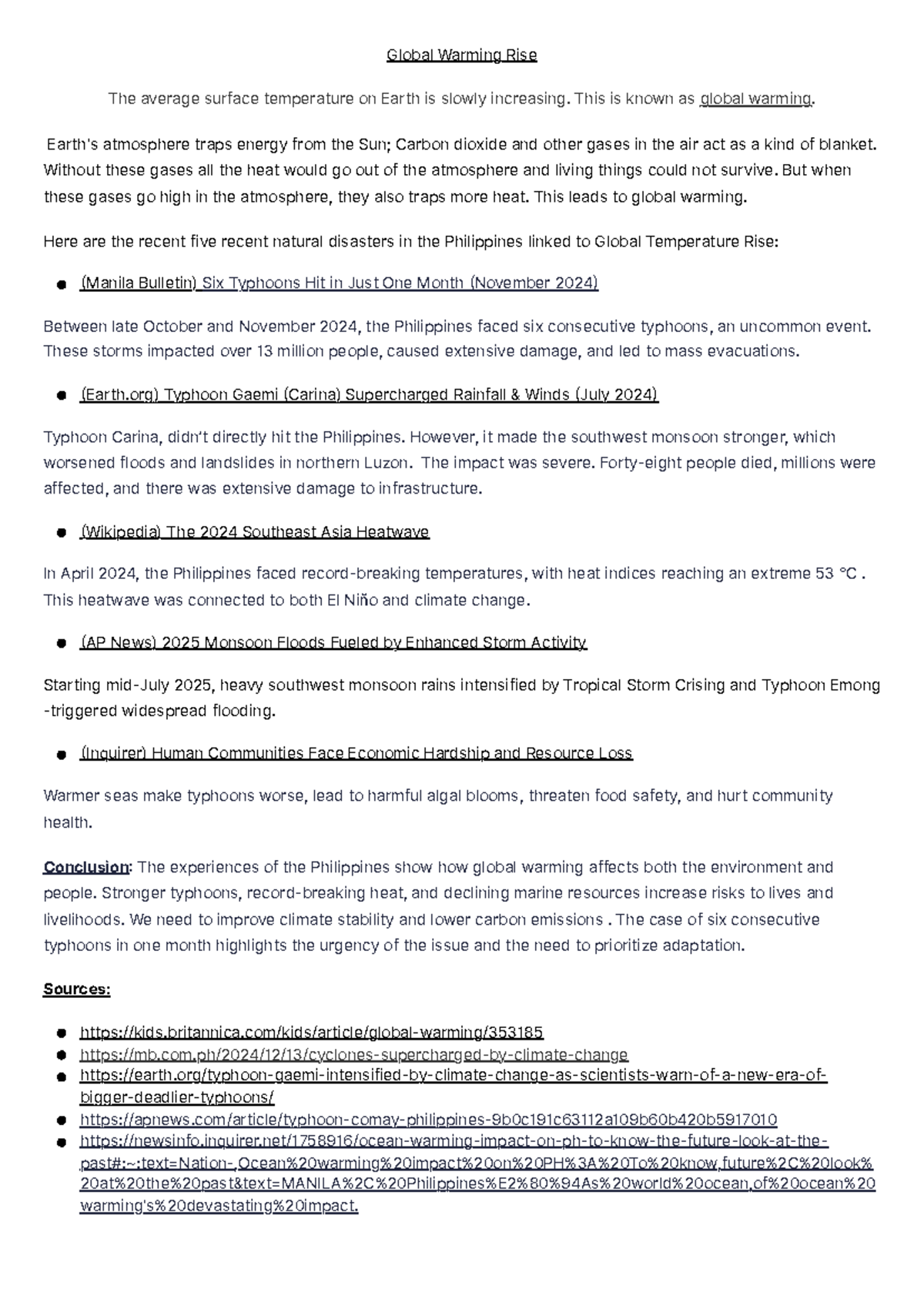 Global Warming and Its Impact: A Case Study on the Philippines - Studocu