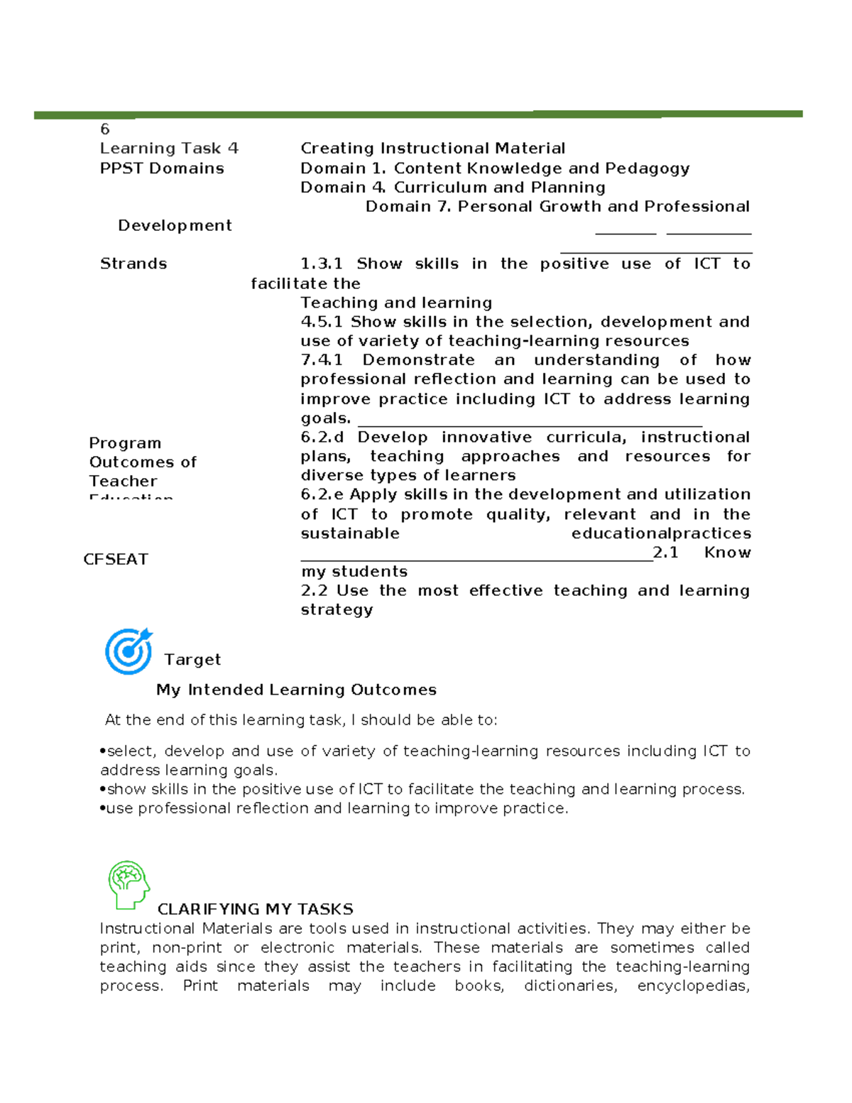 Learning Task 4 rev - 6 Learning Task 4 Creating Instructional Material ...