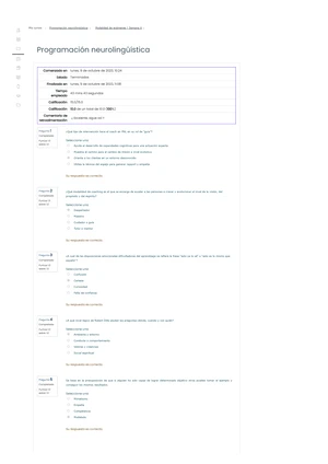 Modalidad de exámenes Semana 2 neorilinguistica - Programación neurolingüística Pregunta 1 - Studocu