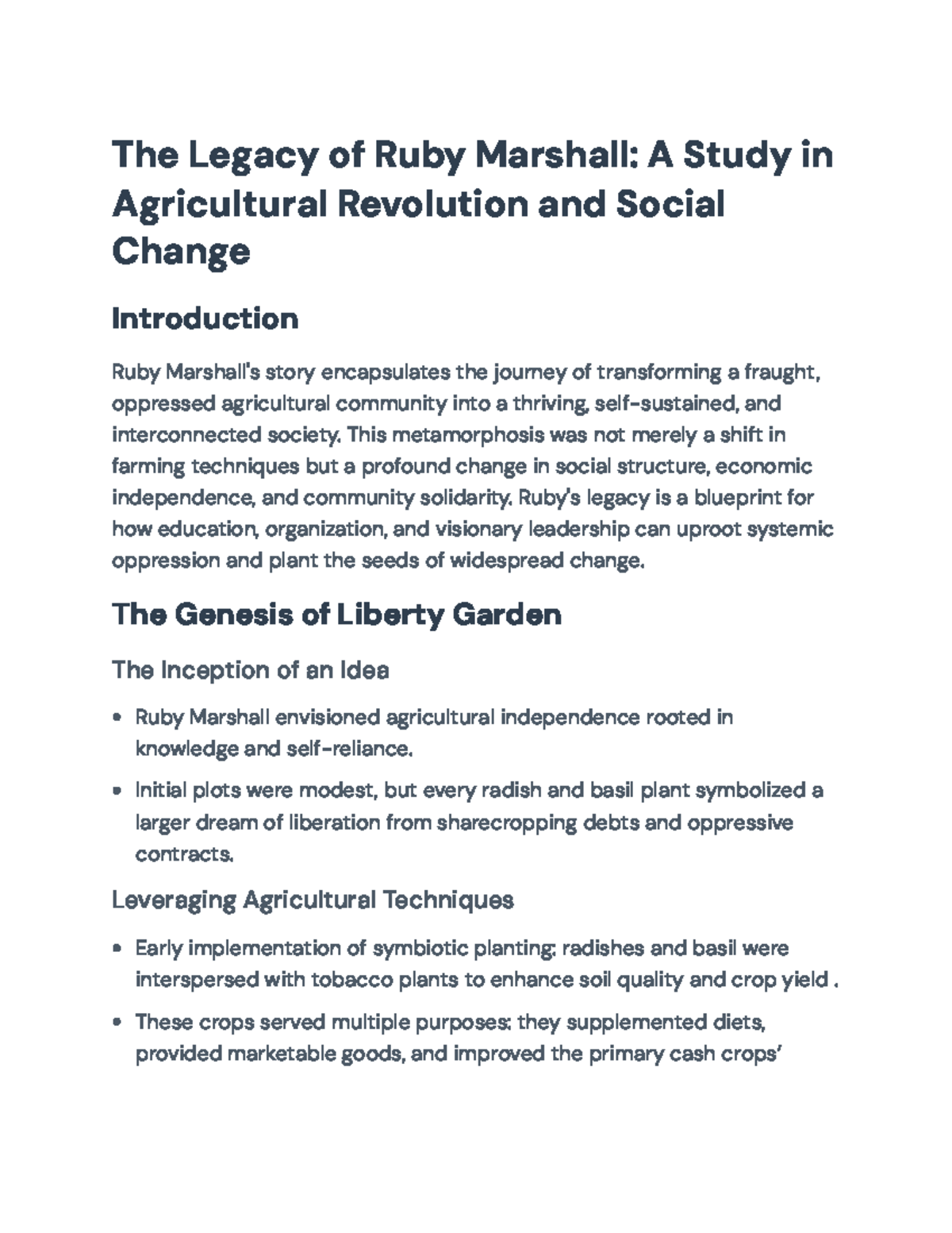 The Legacy of Ruby Marshall: Agricultural Revolution & Social Change - The Legacy of Ruby ...