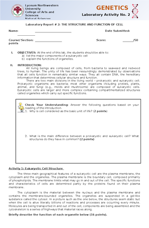 Genetics Laboratory 3 Cells - Laboratory Activity No. 3 GENETICS ...
