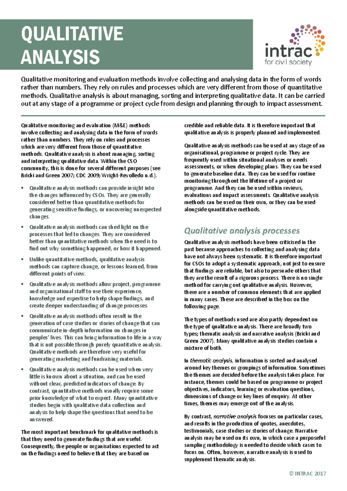 Qualitative-analysis - QUALITATIVE ANALYSIS Qualitative monitoring and ...