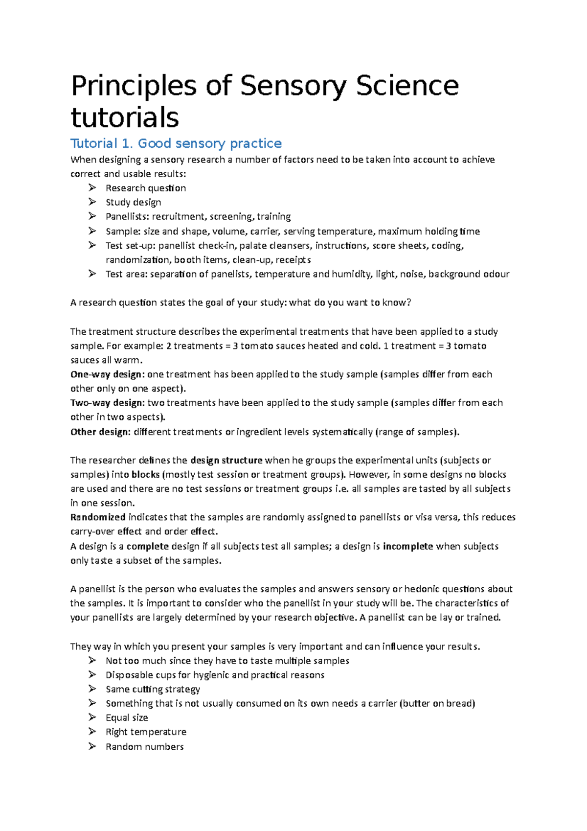Principles of Sensory Science: Comprehensive Tutorial Overview ...