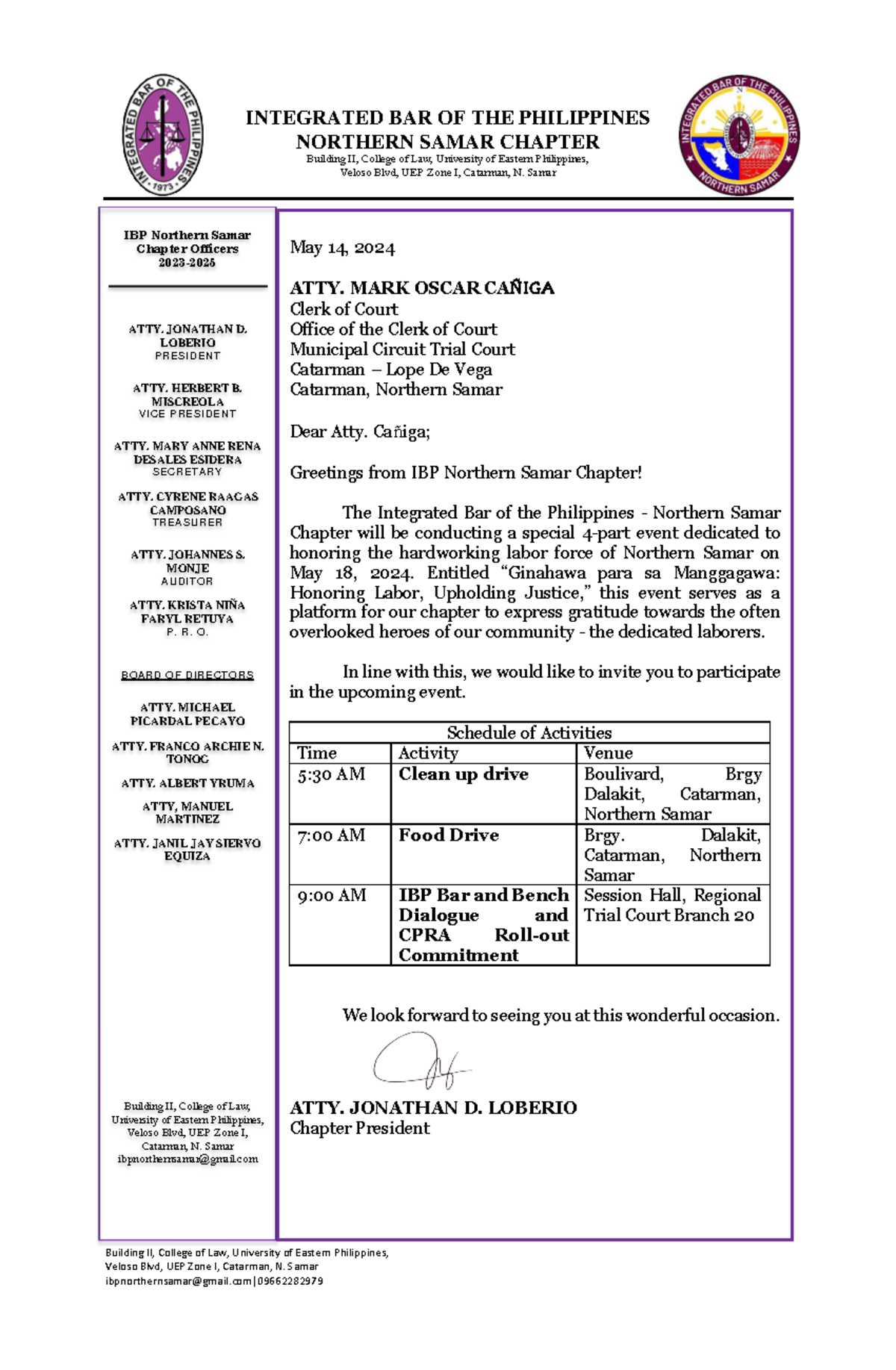 IBP Northern Samar Chapter Event: Honoring Labor & Upholding Justice ...