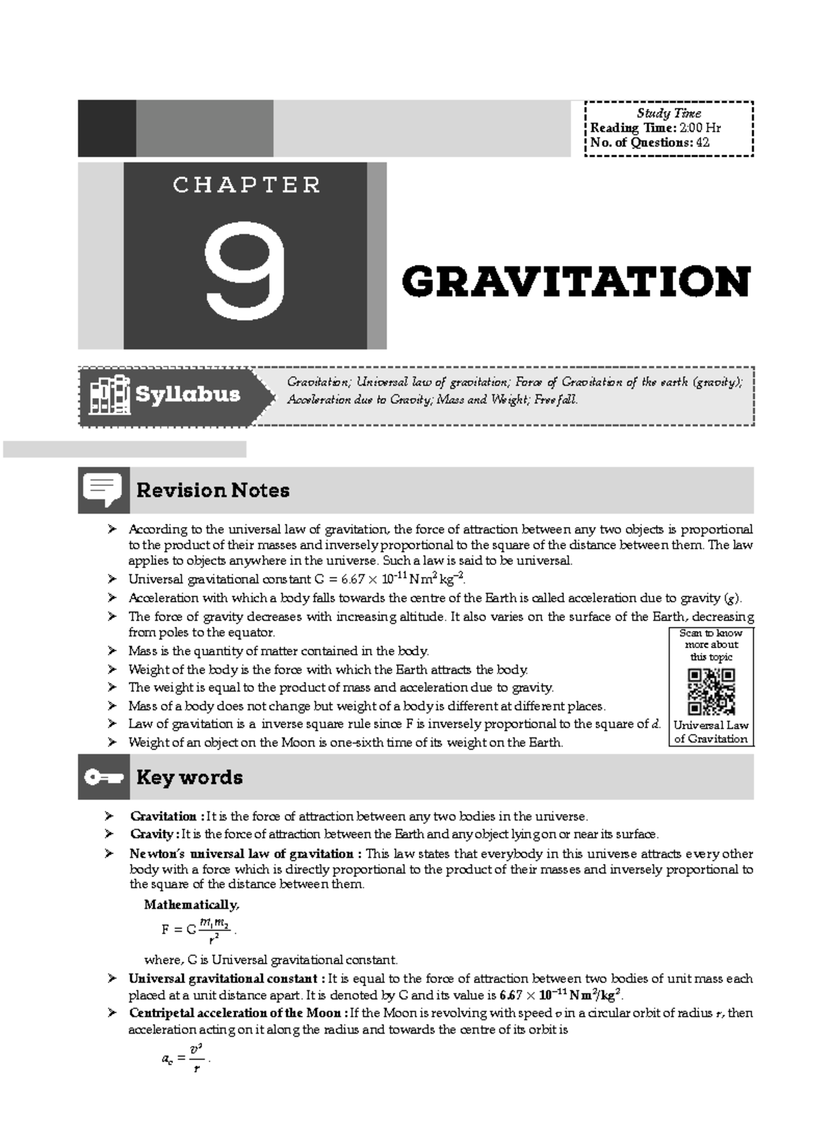 Gravitation - Chapter 9 Revision Notes for Science (Class 9) - Studocu