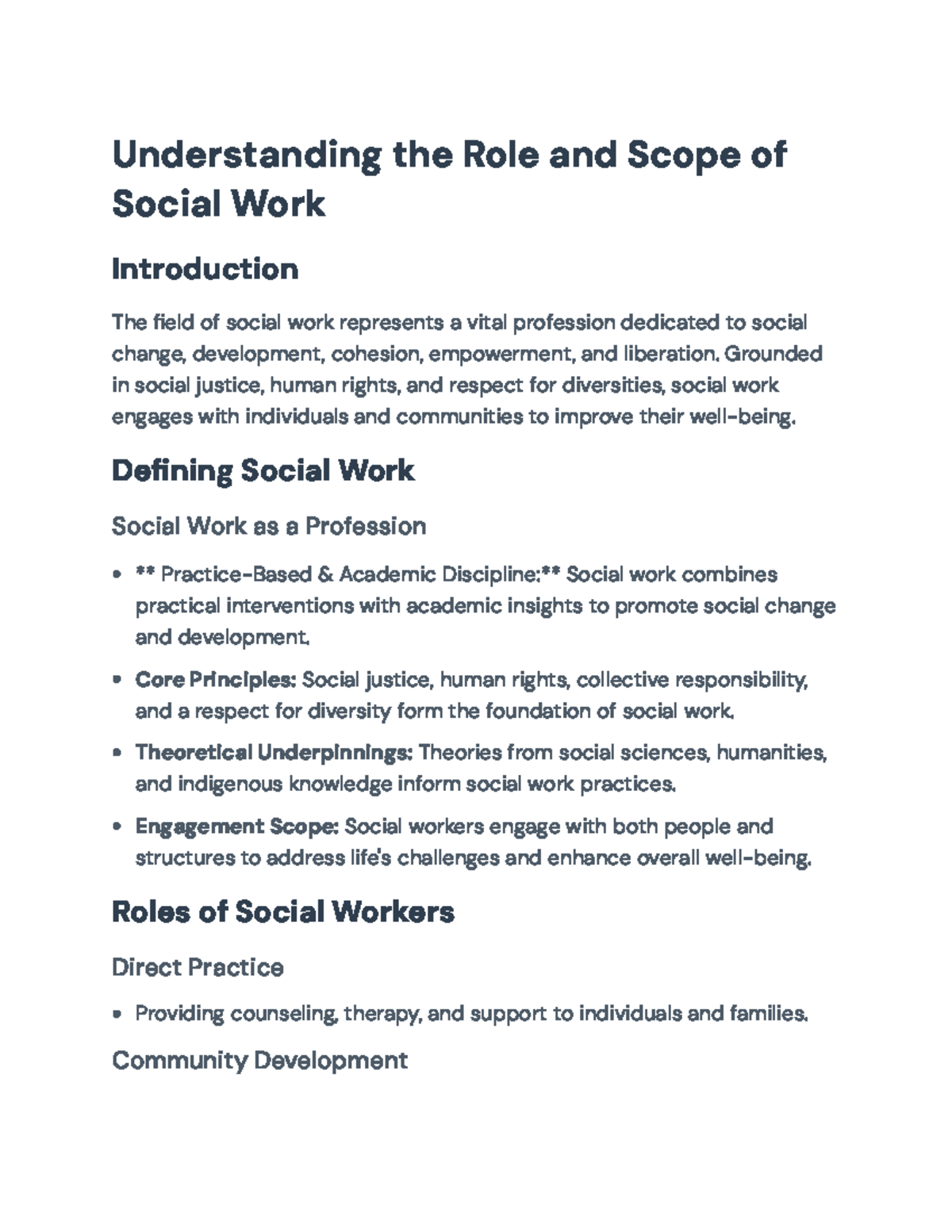 Understanding the Role and Scope of Social Work: Key Principles ...