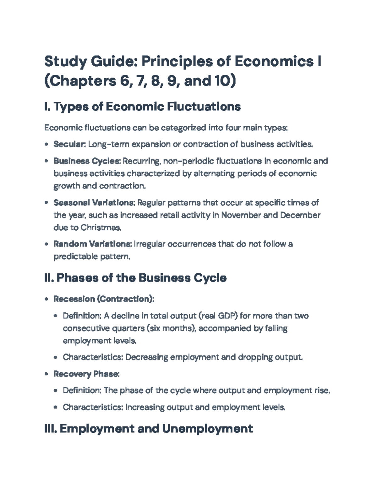 Study Guide for Principles of Economics I: Key Concepts and Theories ...