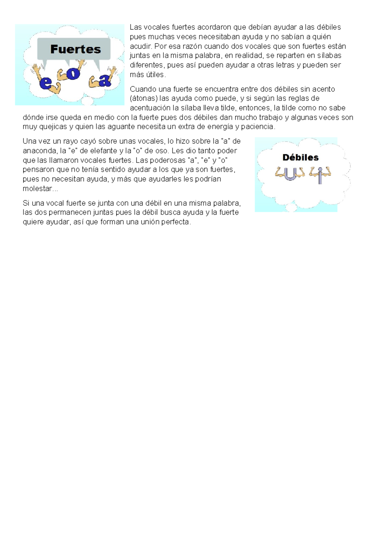 Cuento sobre Vocales Fuertes y Débiles: Un Viaje en el Tiempo - Studocu