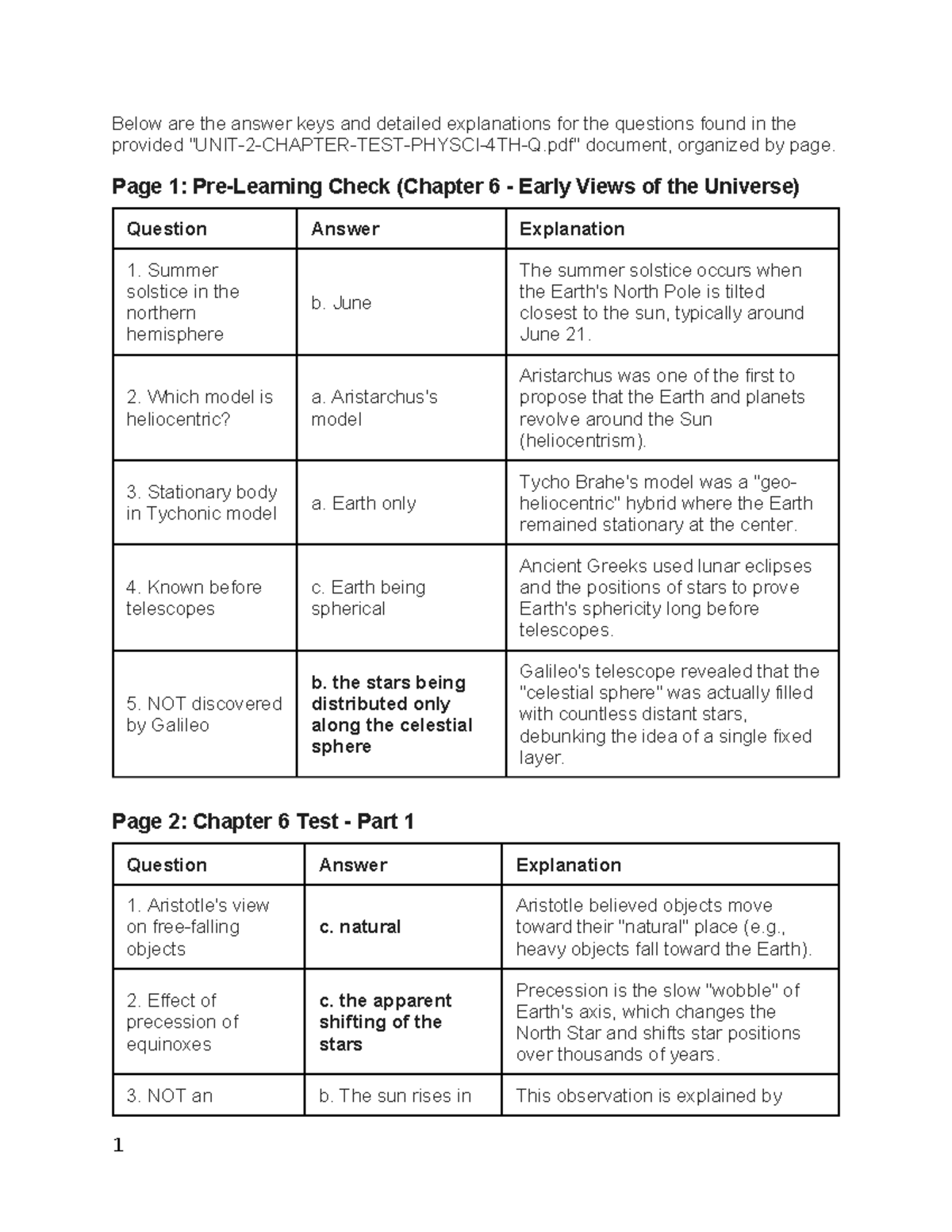 Chapter Test Answer Key for PHYS 101: Quarter 4 Physical Science - Studocu
