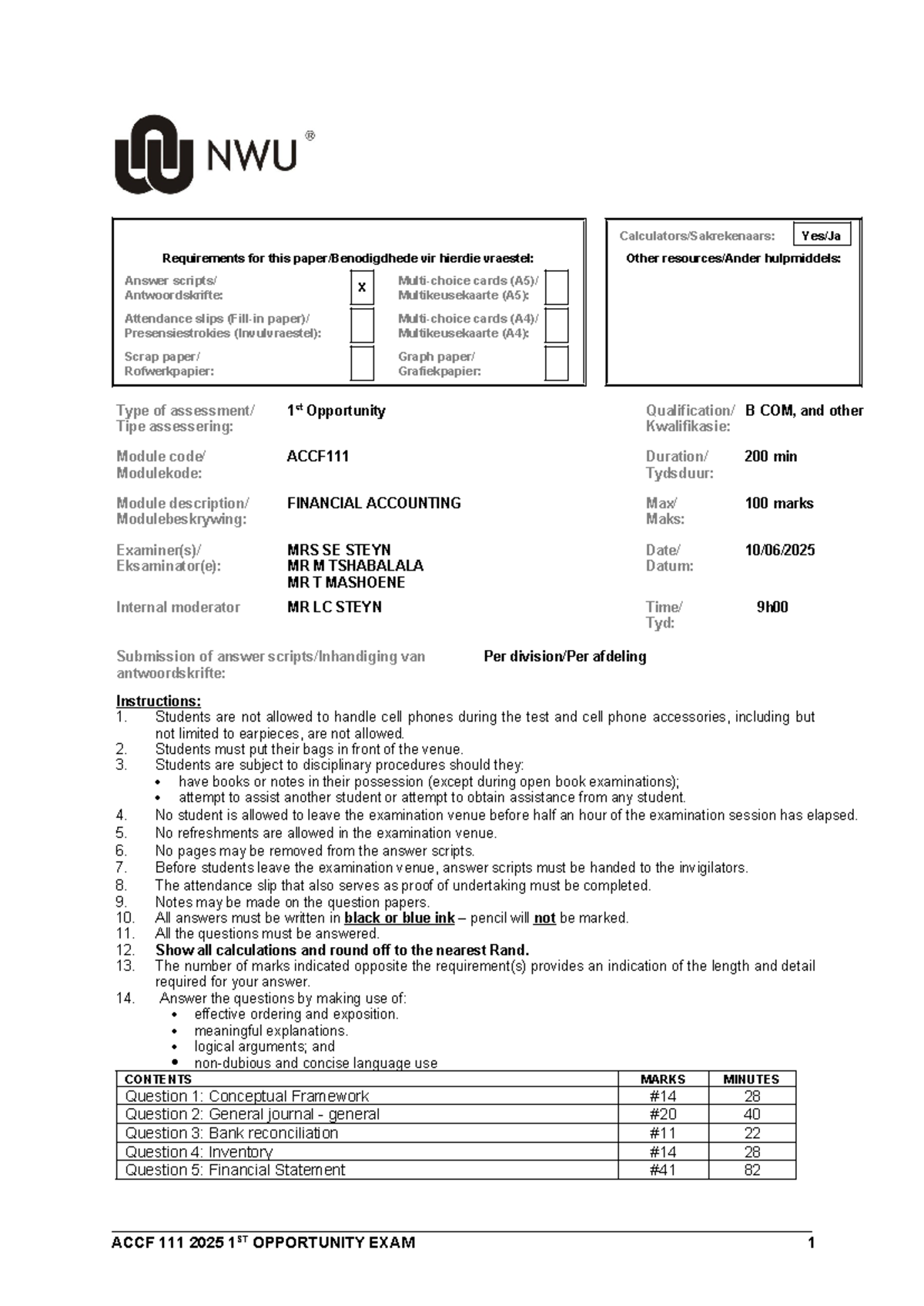 ACCF 2025 1ST OPPORTUNITY EXAMINATION REQUIREMENTS AND INSTRUCTIONS ...