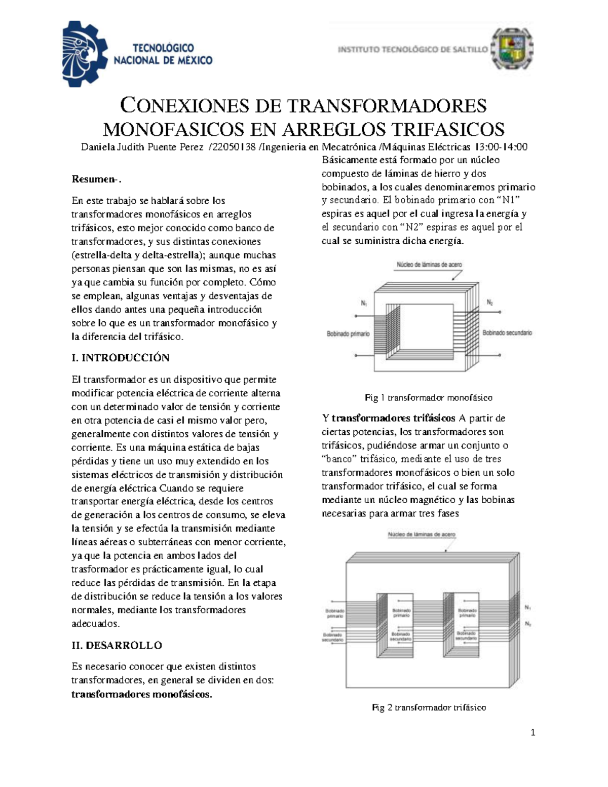 Conexiones de Transformadores Monofásicos a Trifásicos en Ingeniería Eléctrica - Studocu