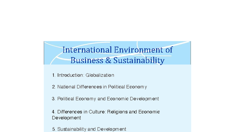 International Business (IB 101): Understanding Globalization and Its ...
