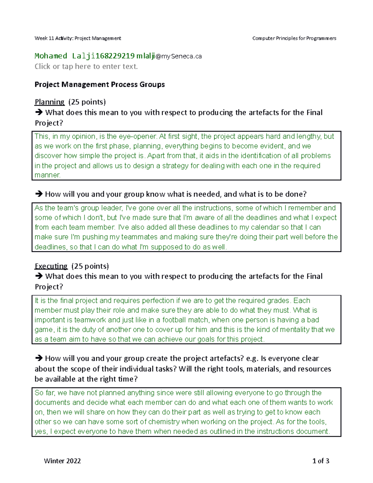 CP4P Week11 Activity - Week 11 Activity: Project Management Computer ...