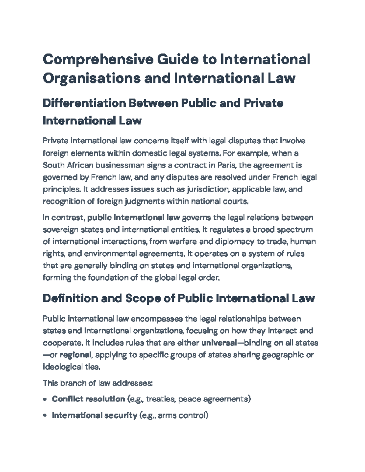 Comprehensive Guide to International Law and Organizations (INTL 101 ...