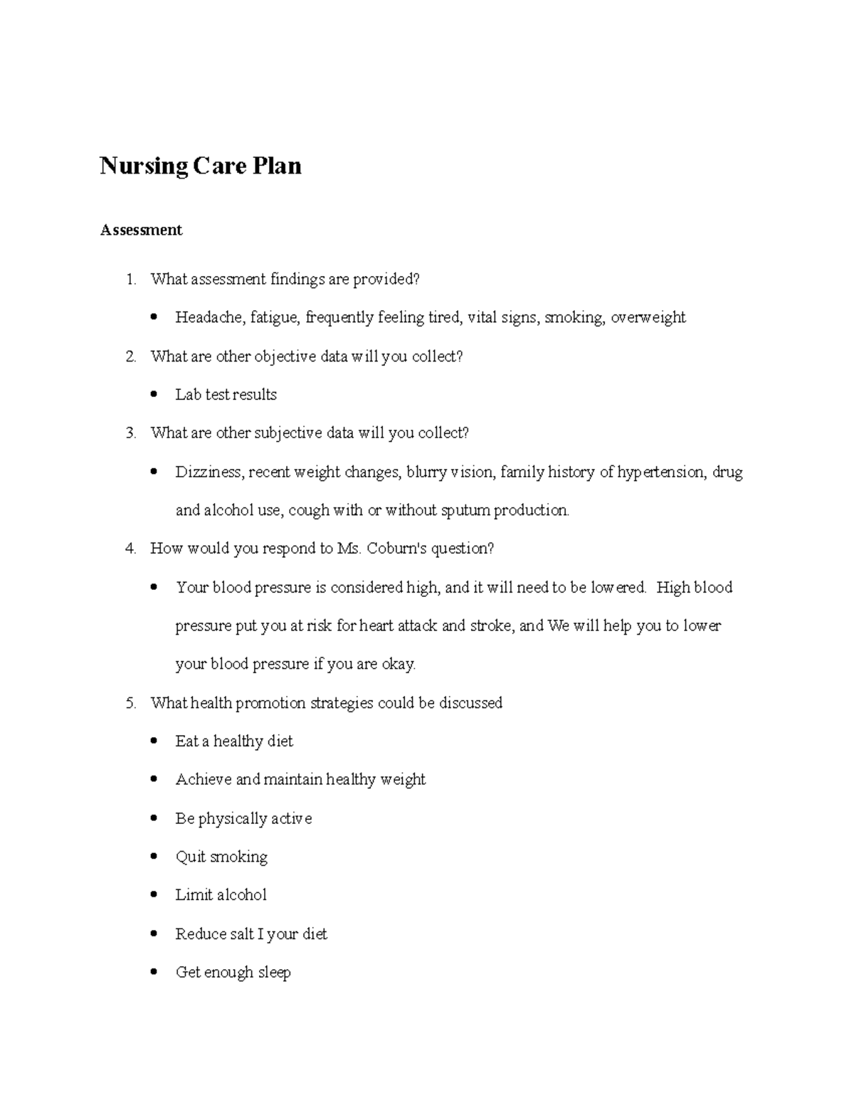 Care plan - Multidimensional care II assignment on care plan - Nursing ...
