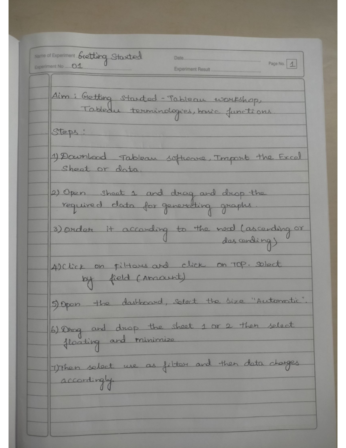 DV record - Data visualization - Name of Experiment Getting Started ...
