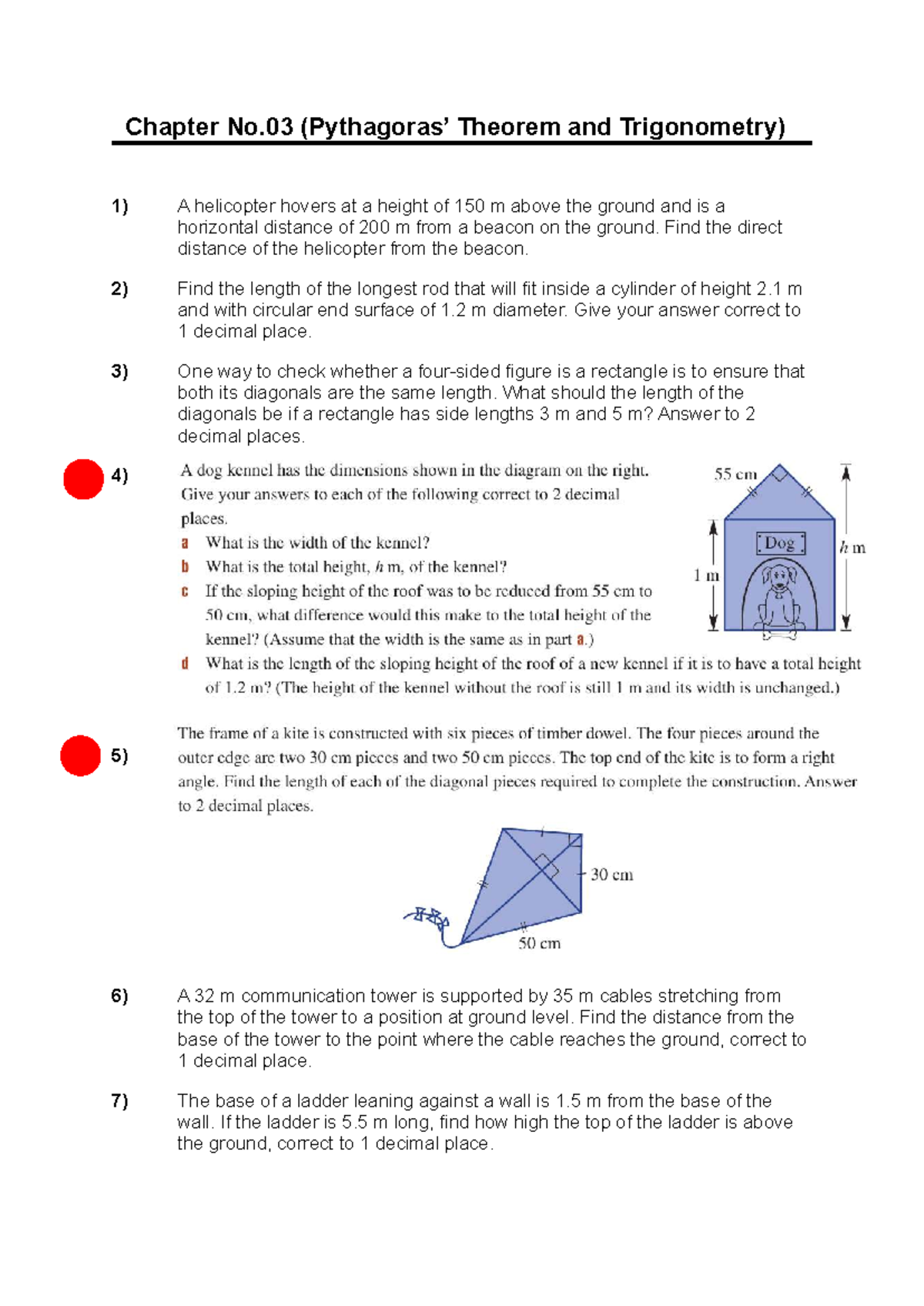 Chapter 03: Pythagorean Theorems and Trigonometry Exercises - Studocu