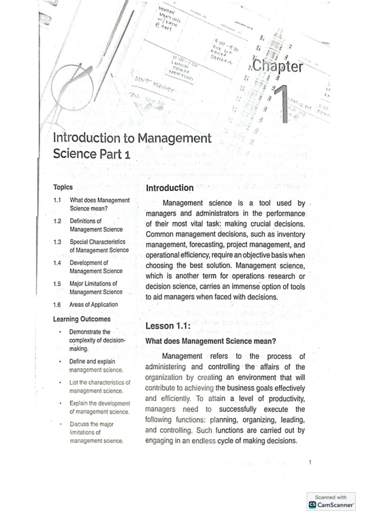 Management Science Overview: Key Concepts and Applications (Course Code ...