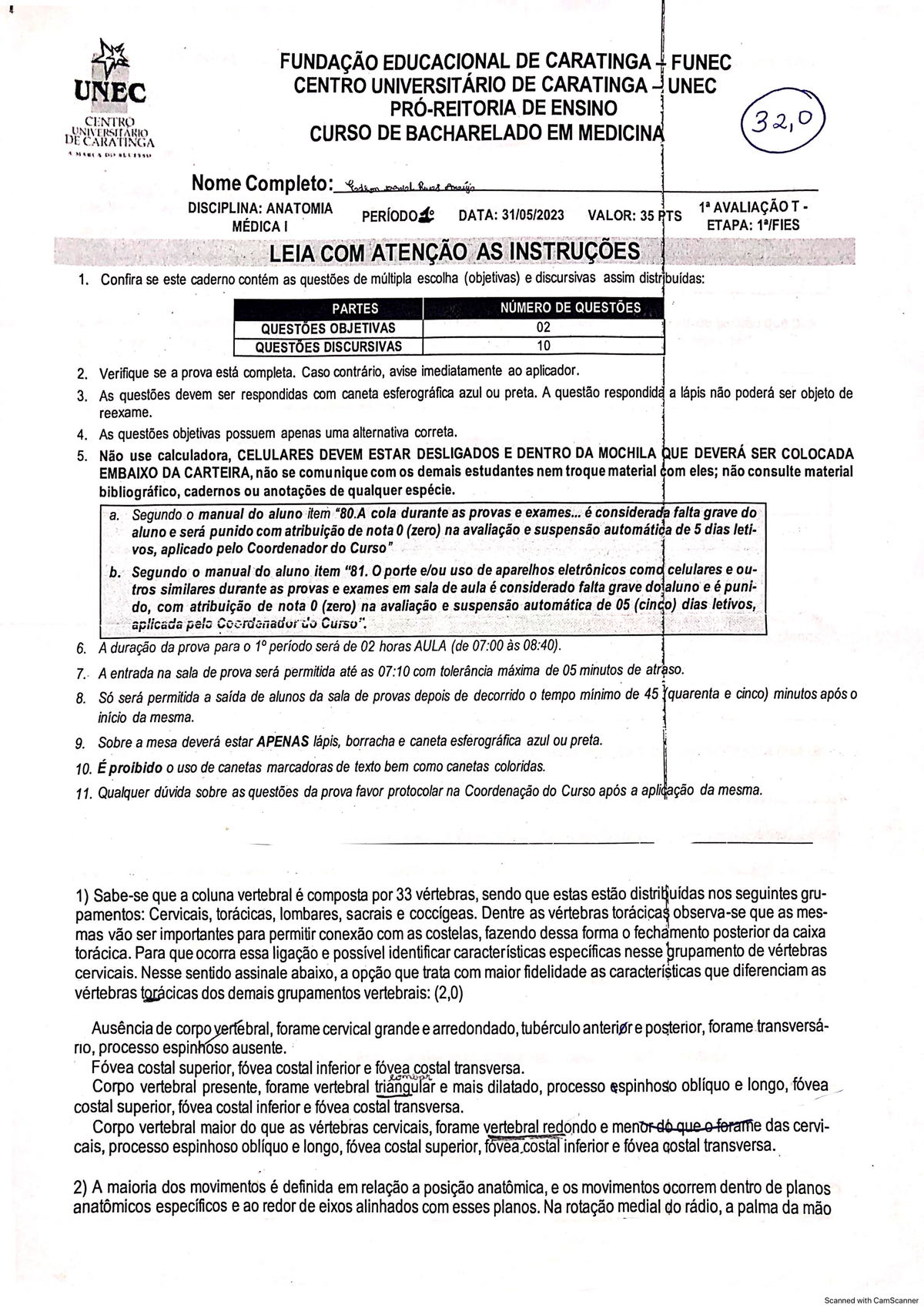 Provas antigas - FUNDAÇÃO EDUCACIONAL DE CARATINGA FUNEC UNEC CENTRO ...