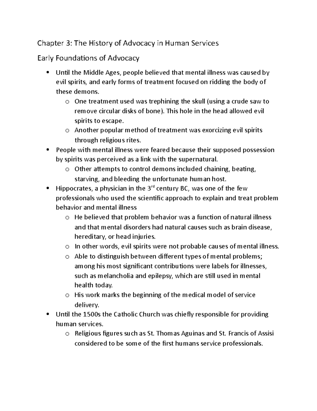 Chapter 3: Historical Perspectives on Advocacy in Human Services - Studocu