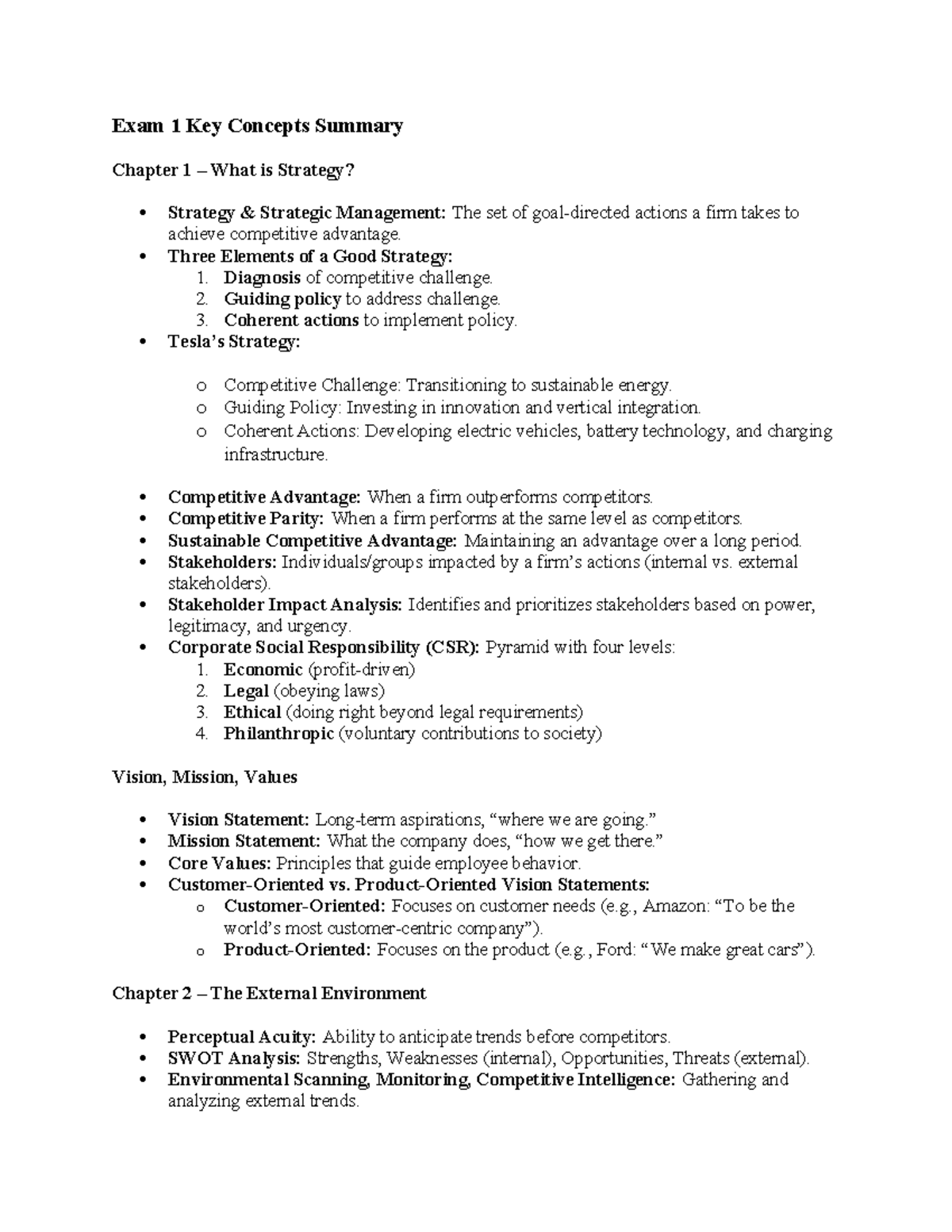 Final Exam Review Notes for Course Code XYZ123 - Exam 1 Key Concepts ...