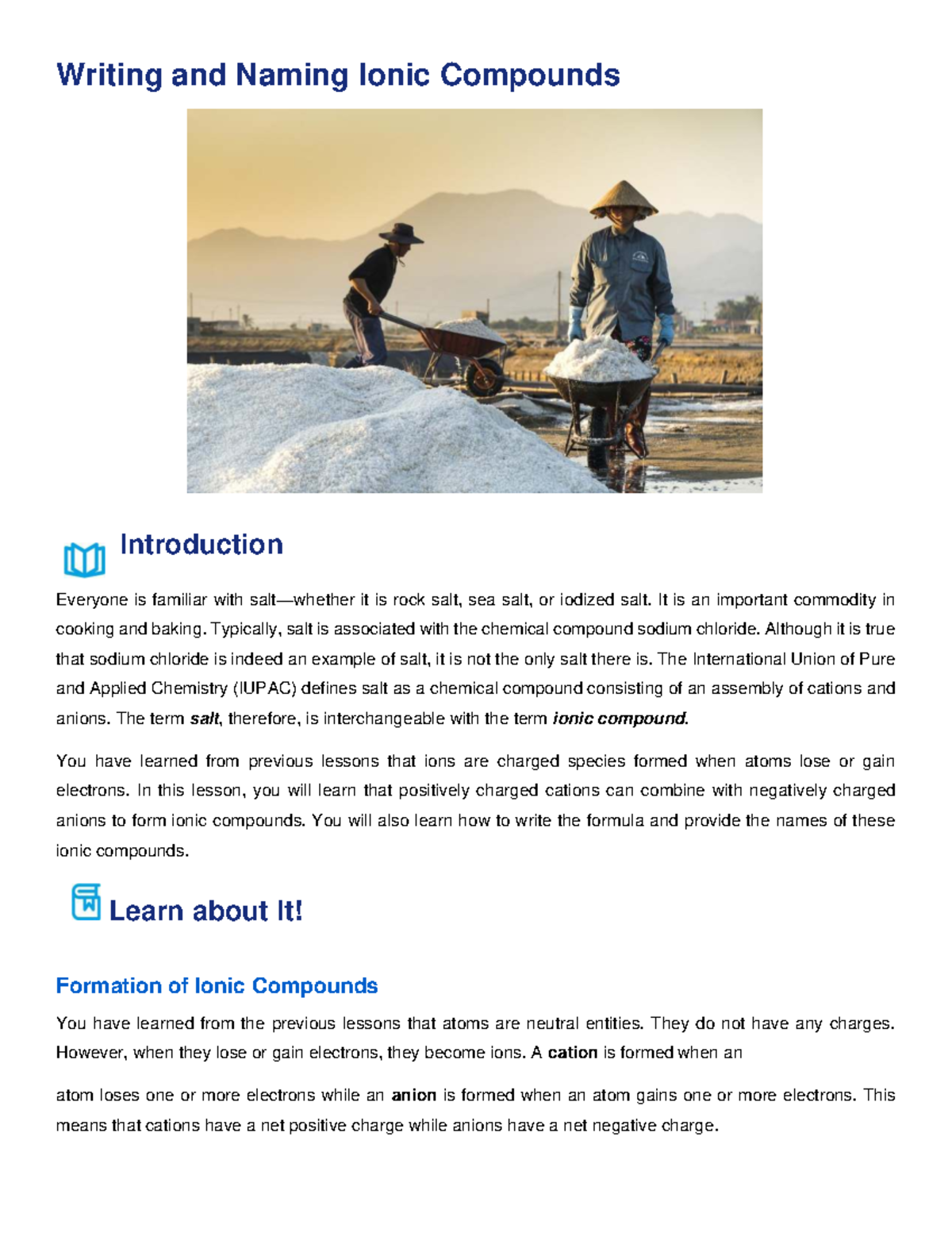 Week 5 Learning Module: Writing and Naming Ionic Compounds - Studocu