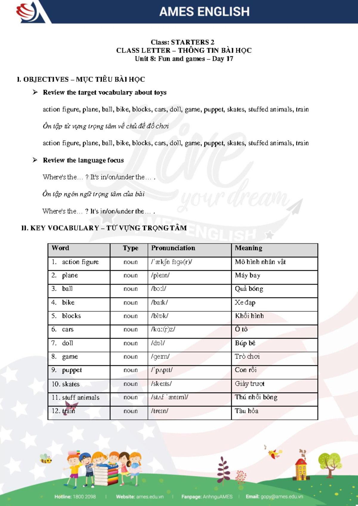 Class: STARTERS 2 - Lesson Plan for Unit 8: Fun and Games - Studocu