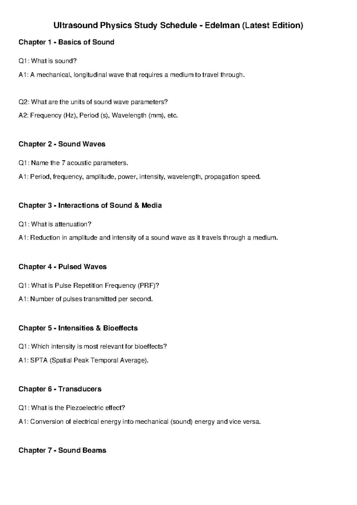 Edelman Ultrasound Physics Chapter Flashcards (Latest Edition) - Studocu