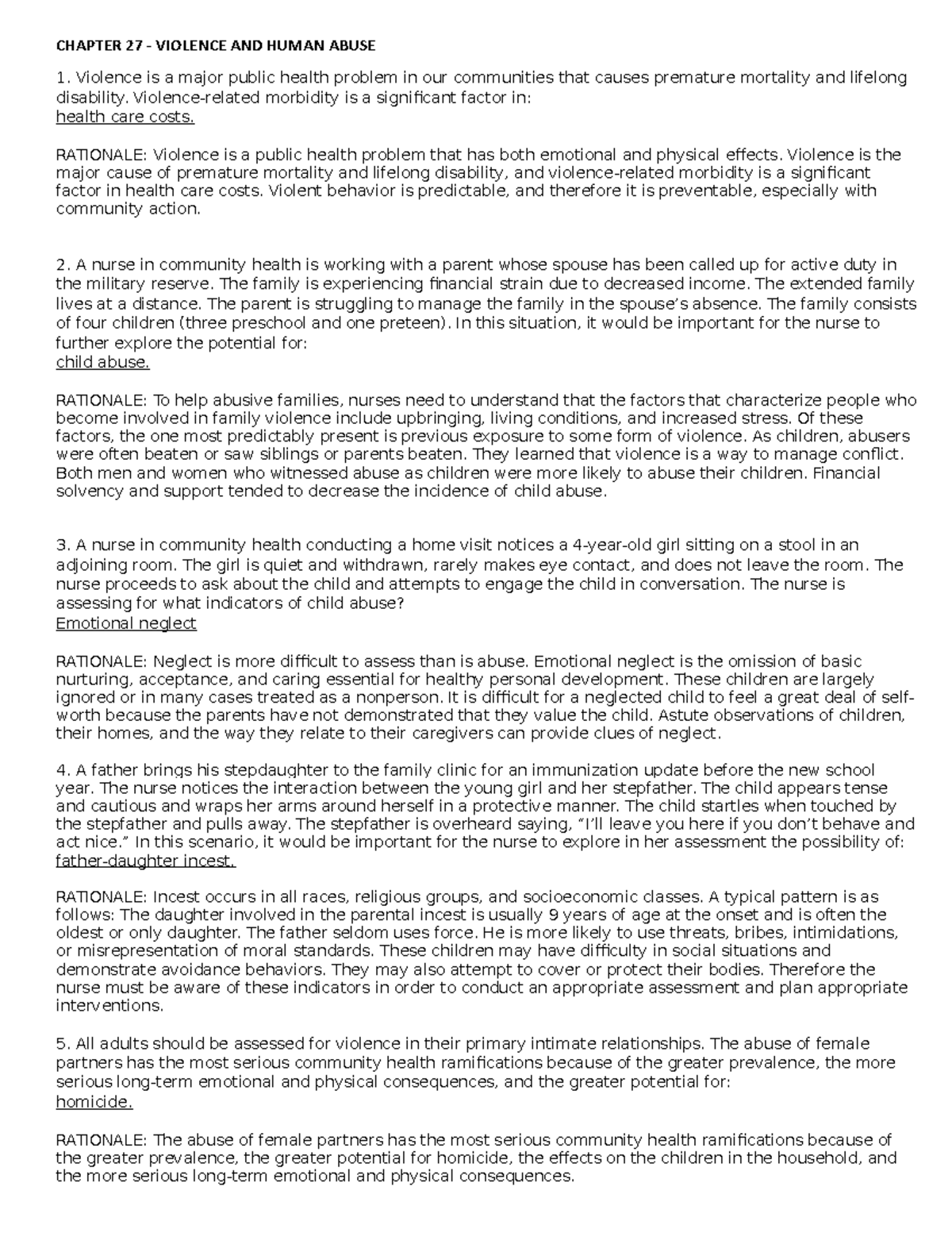 Chapter 27: Understanding Violence and Human Abuse in Communities - Studocu