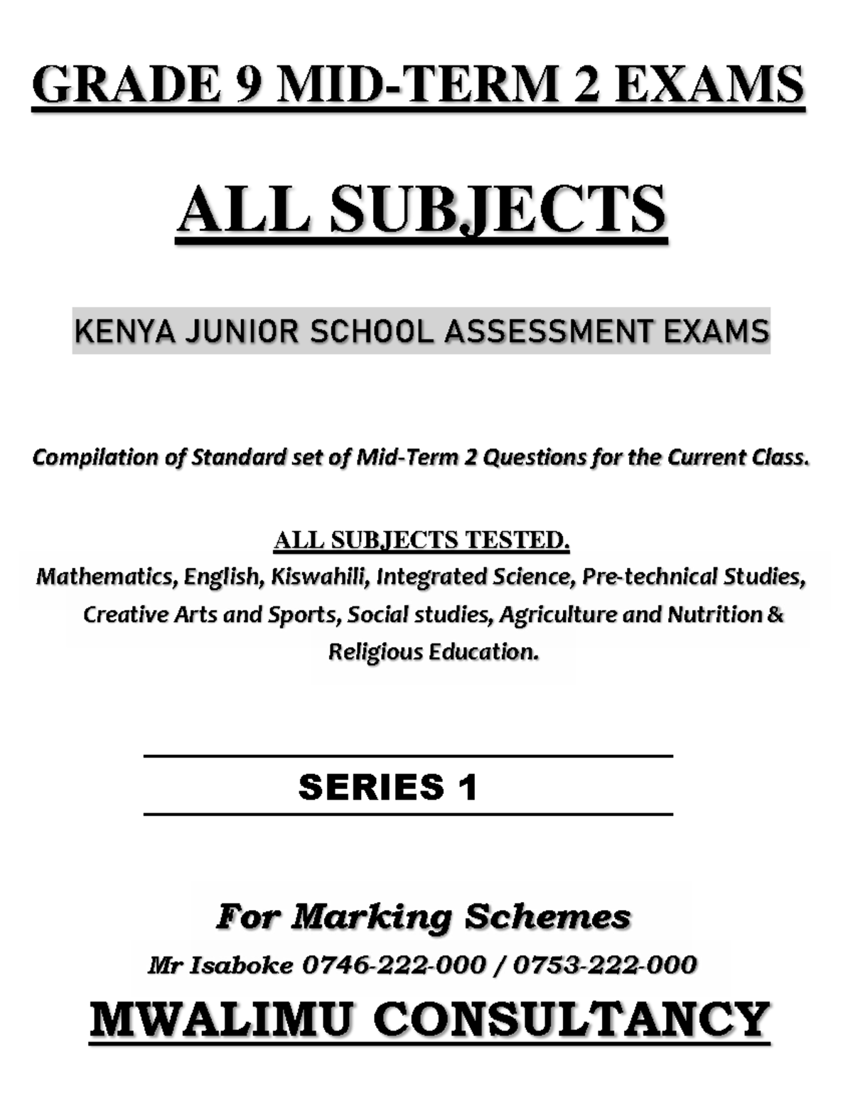 Grade 9 S1 Midterm 2 Exams Compilation for All Subjects - Studocu