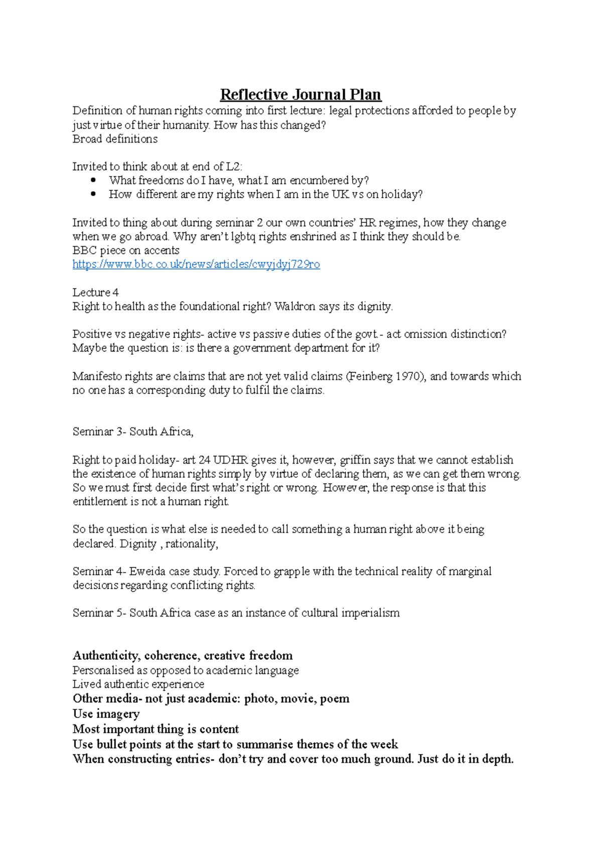 Reflective Journal Notes: Exploring Human Rights Concepts and Cases ...