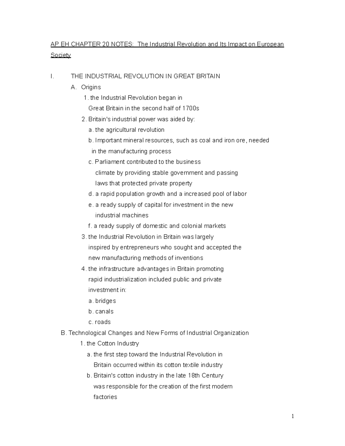 AP Euro Ch 20 Notes - Google Docs - AP EH CHAPTER 20 NOTES: The ...