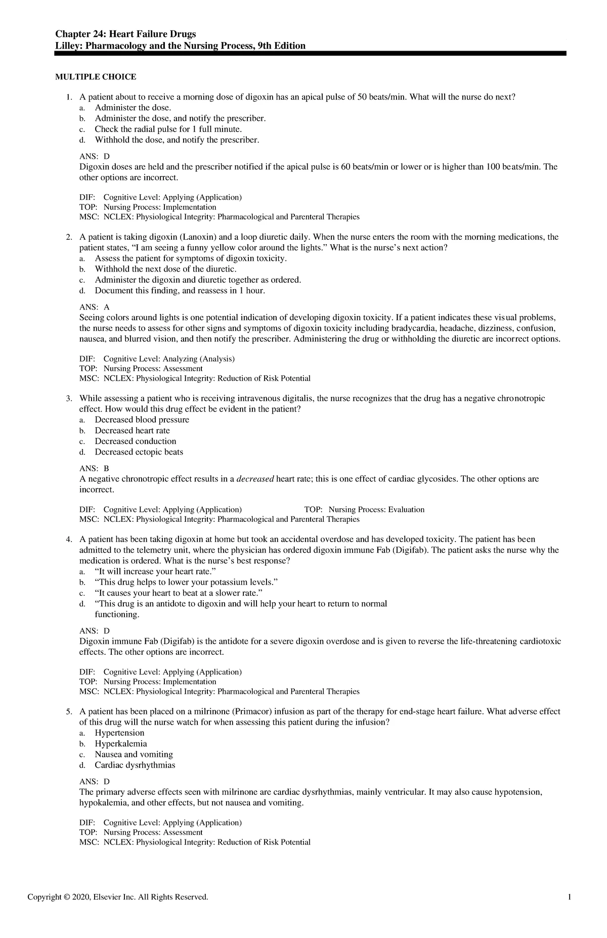 Exam View - Chapter 21 - TEST BANK - Copyright © 2020, Elsevier Inc ...