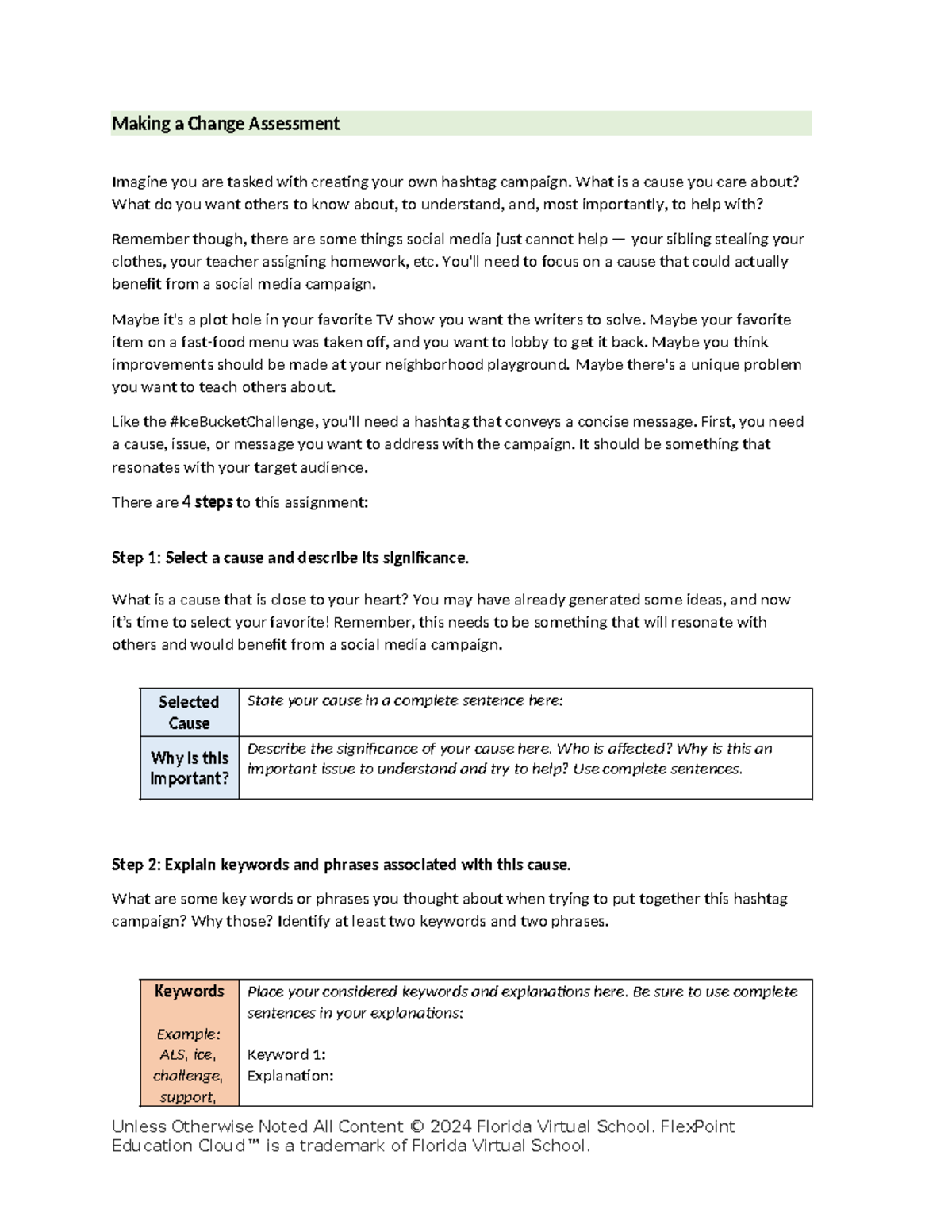 Making a Change Hashtag Campaign Activity Worksheet - Studocu