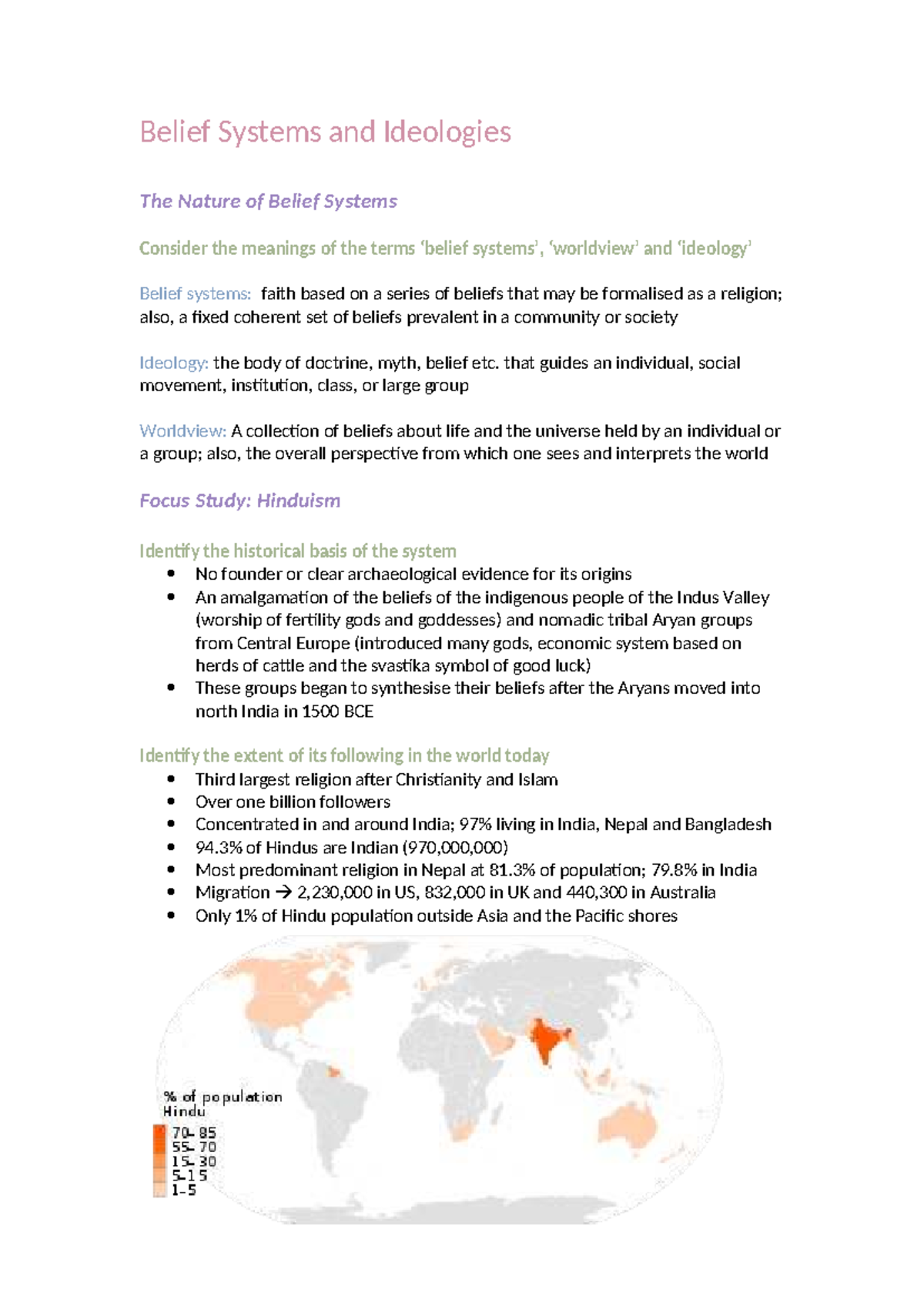 Belief Systems and Ideologies: Hinduism Case Study Notes - Studocu