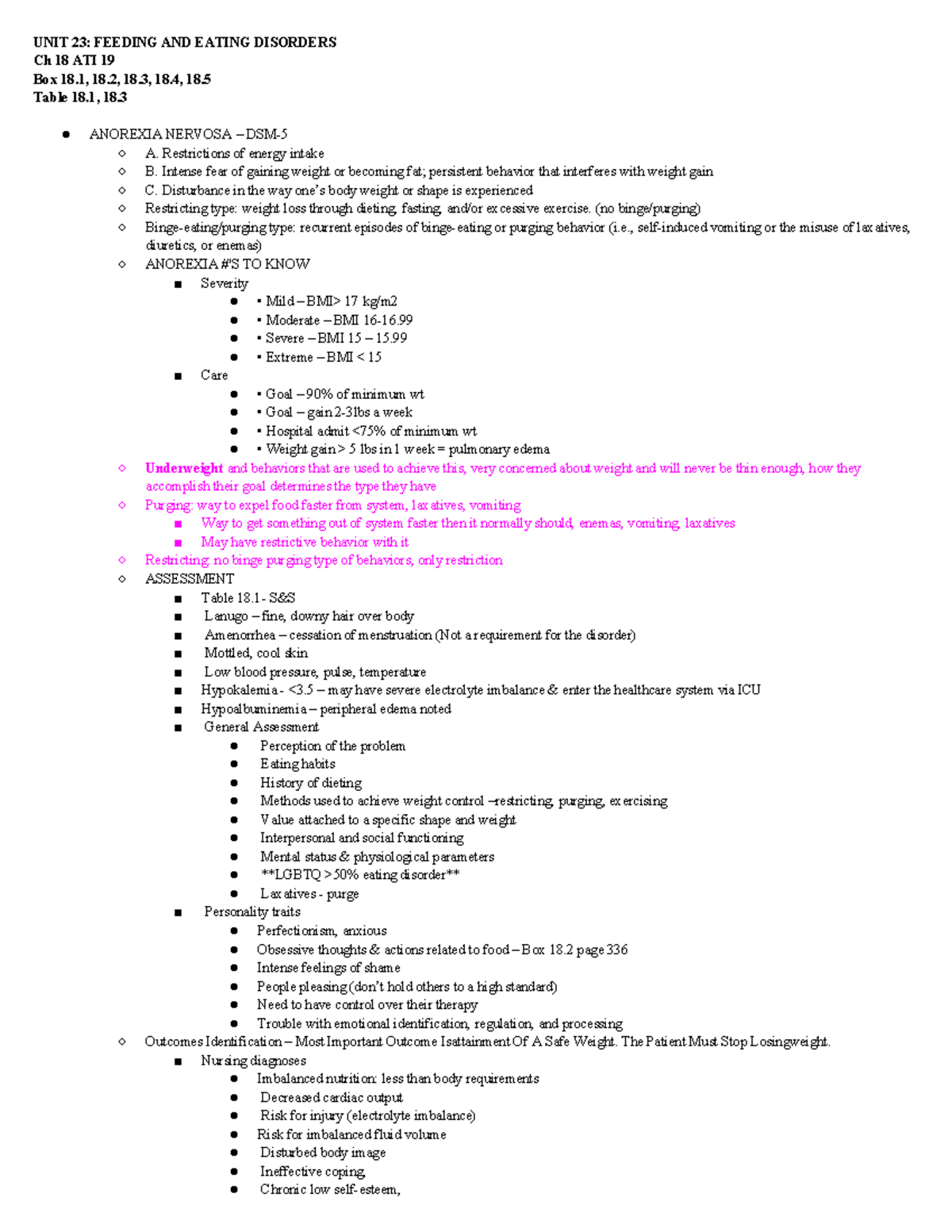 UNIT 23 Feeding AND Eating Disorders - UNIT 23: FEEDING AND EATING ...