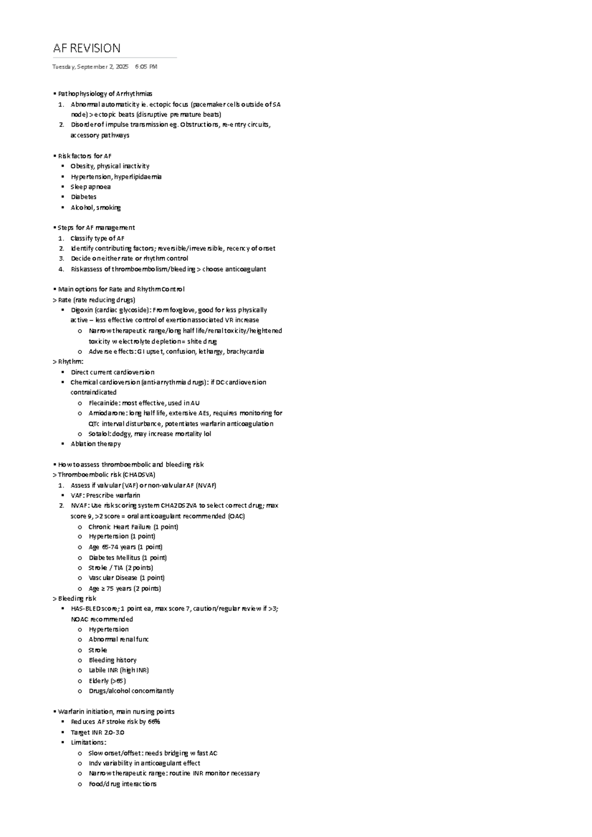NURS5043 Atrial Fibrillation Study Guide - Key Concepts & Management ...