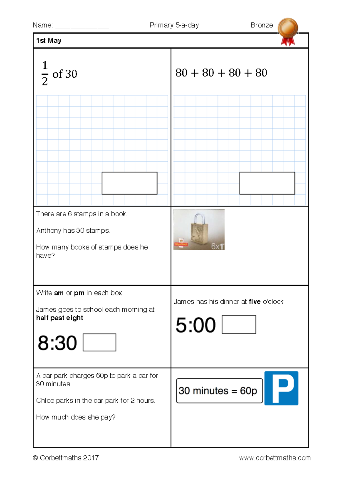 Bronze Primary Maths Worksheets - May Edition - Studocu
