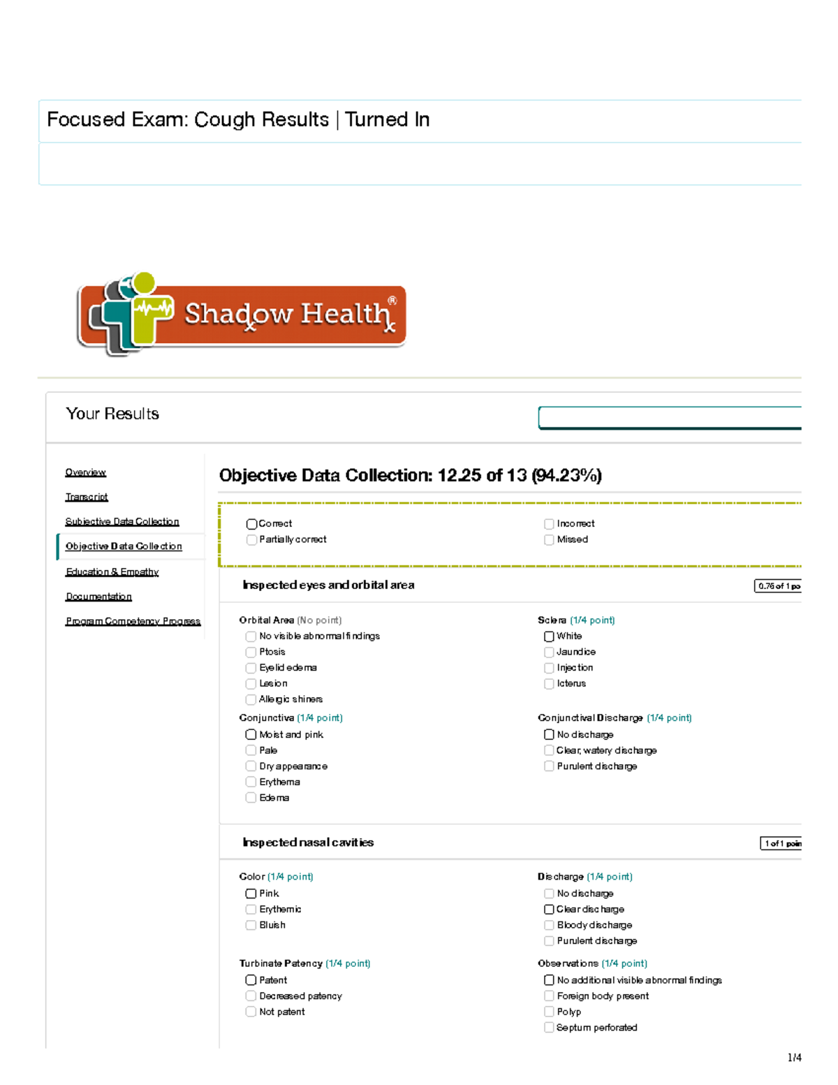 Focused Exam: Cough Results - Danny Rivera Shadowhealth Objective - Studocu
