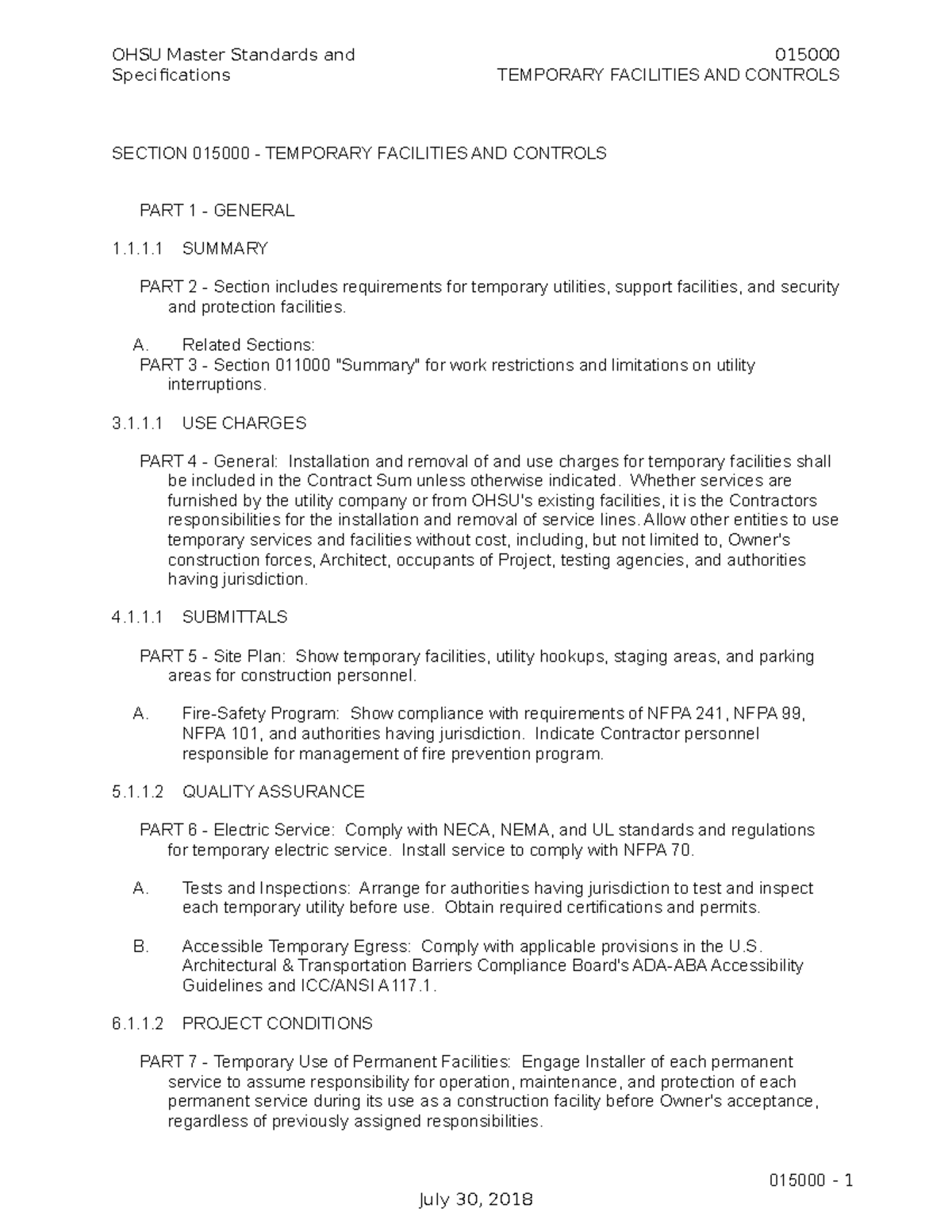 Temporary Facilities and Controls Guidelines - Section 015000 - Studocu