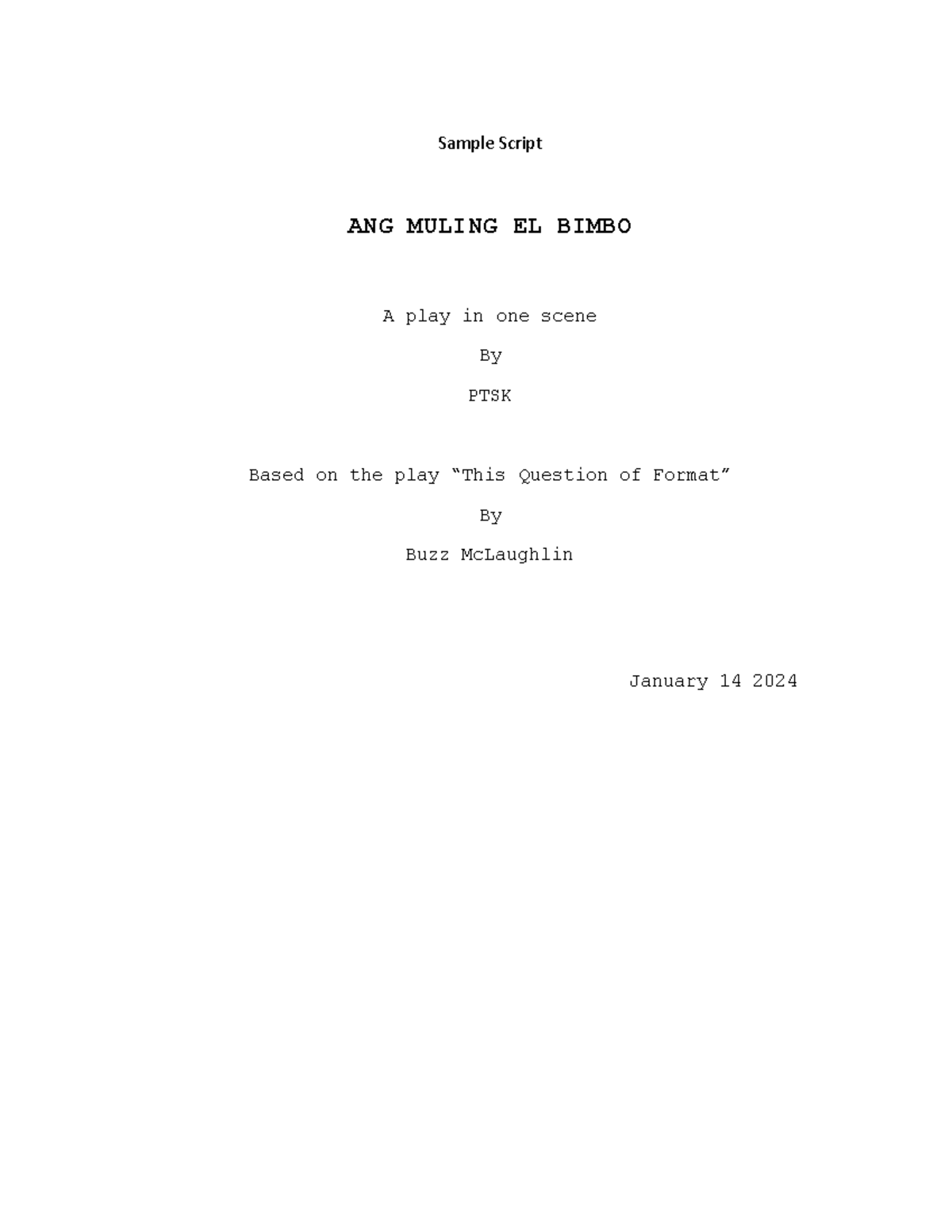 Ang Muling El Bimbo - PTSK (Script) - Sample Script ANG MULING EL BIMBO ...