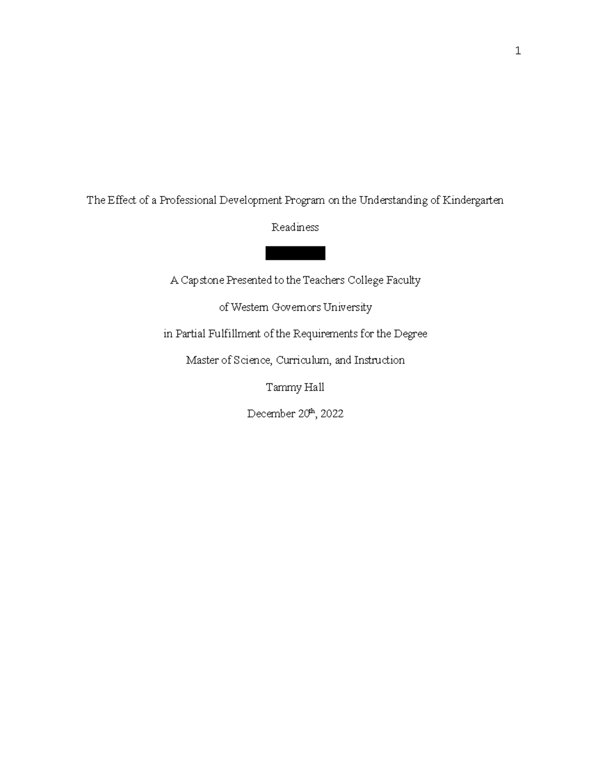 WGU Capstone Project: Enhancing Kindergarten Readiness Understanding ...