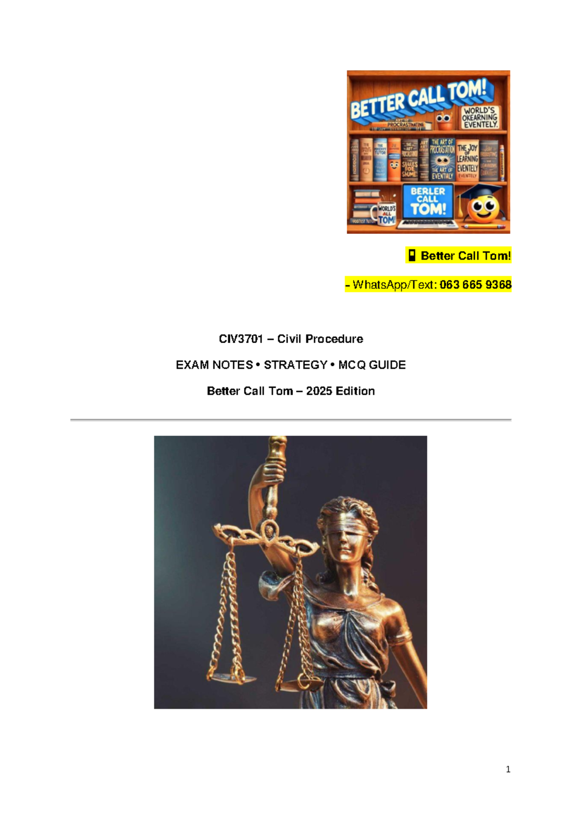 CIV3701 Civil Procedure Exam Notes & MCQ Strategy Guide 2025 Edition ...