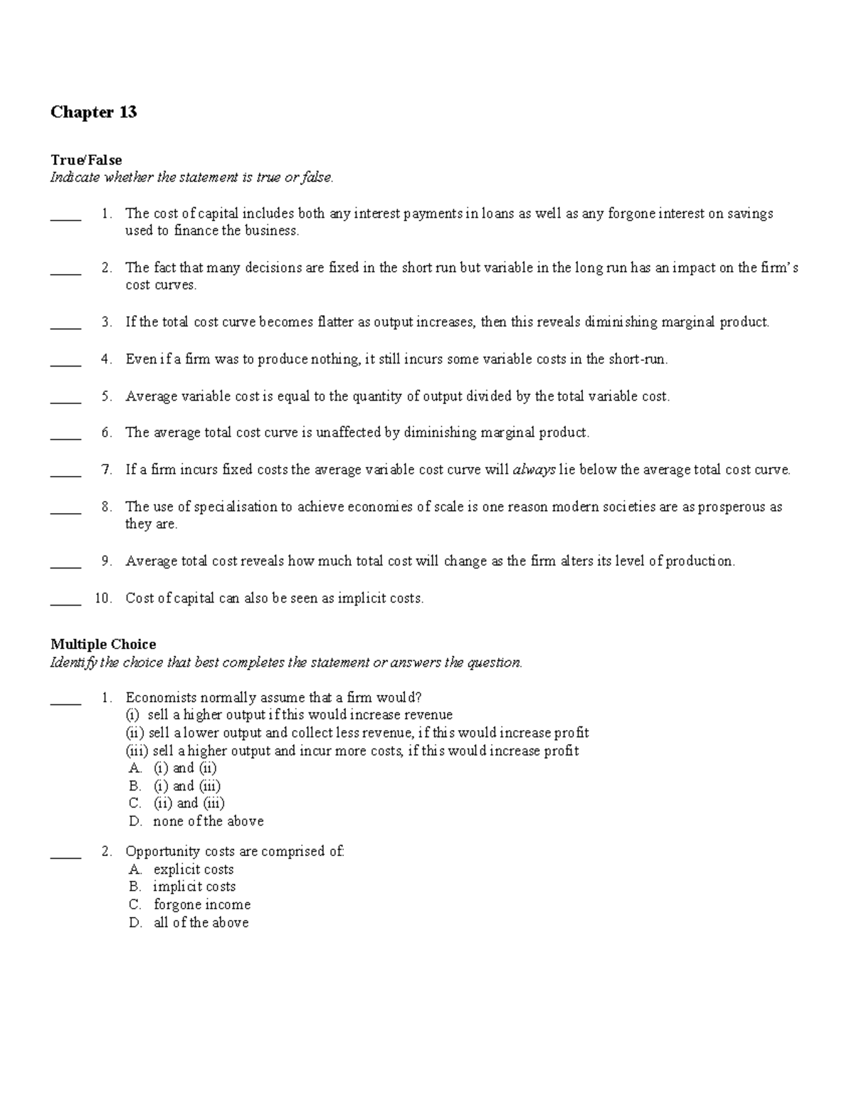 MCQs - Chapters 13-14 Practice Questions for PE - Studocu