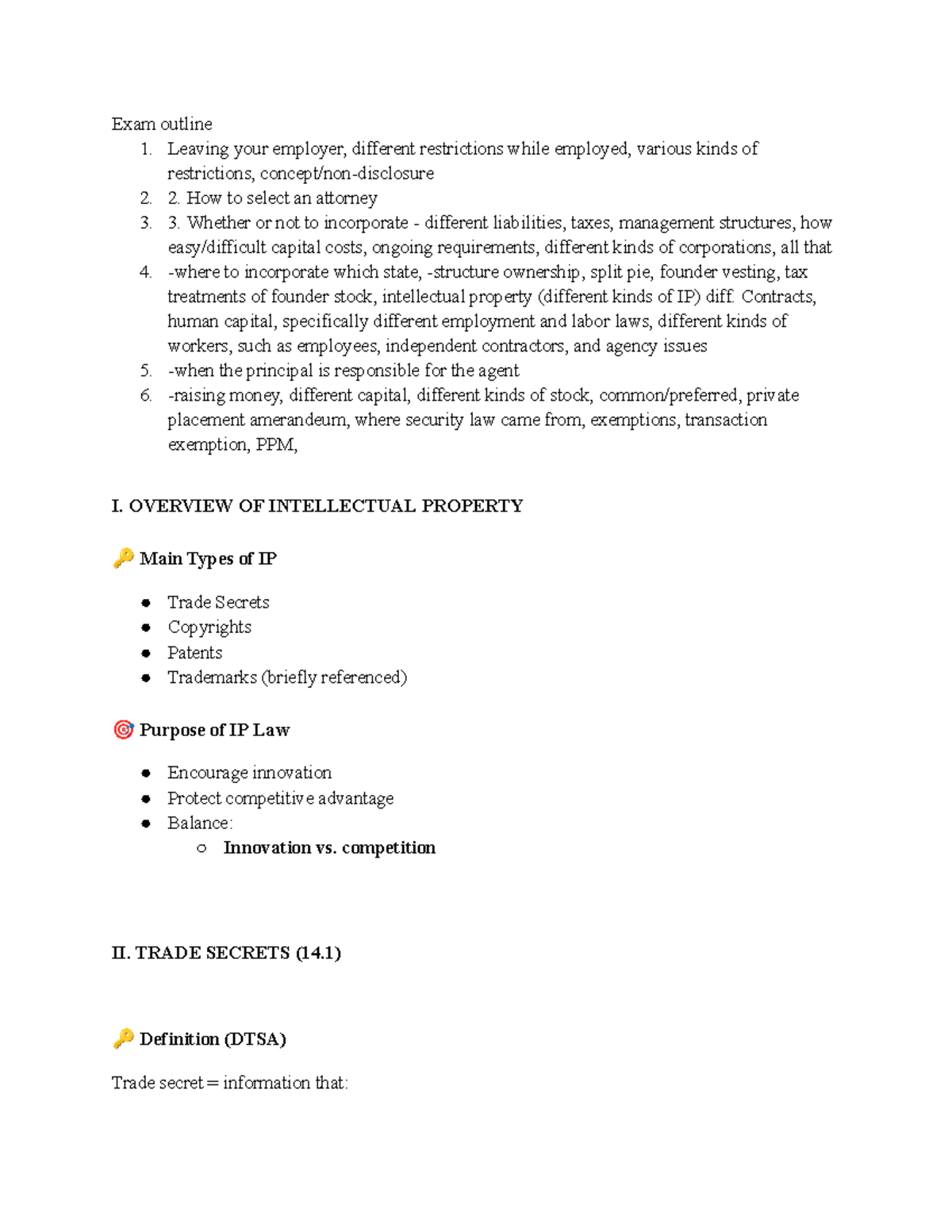 IP Law Overview and Final Exam Notes (Course Code: IP101) - Studocu