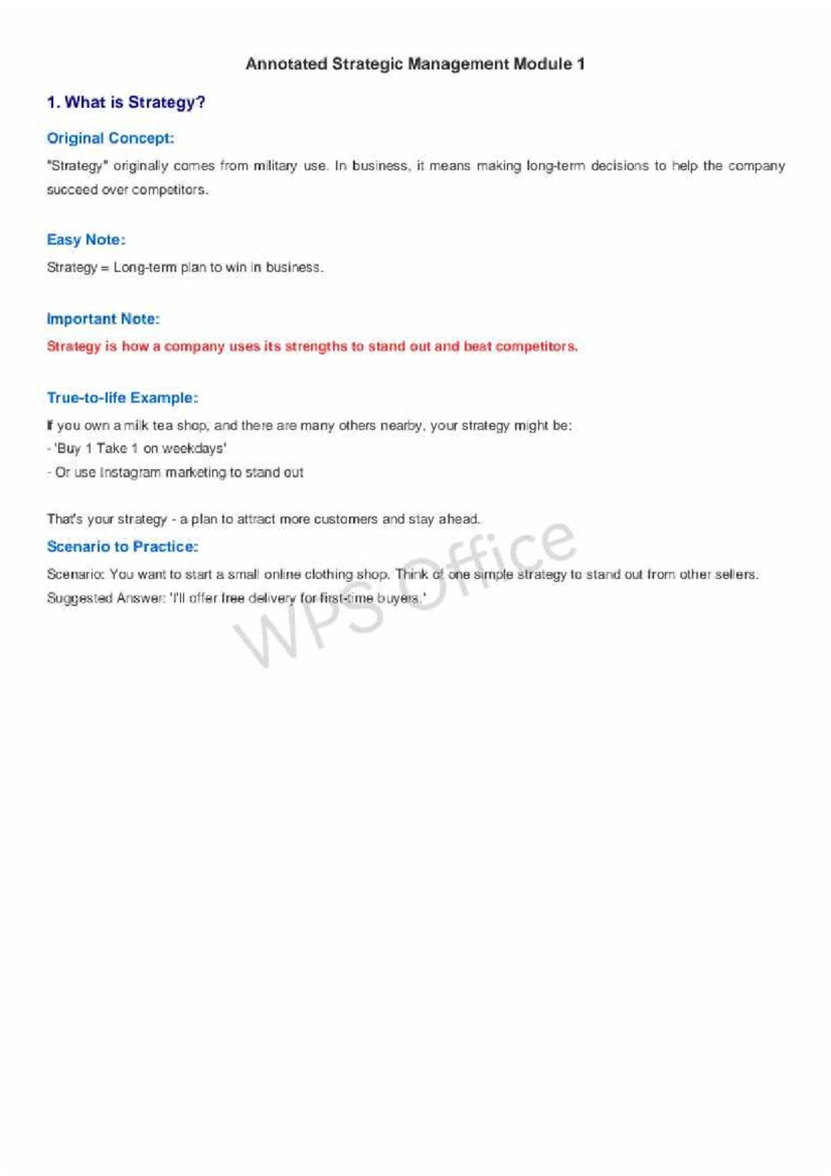 Annotated Strategic Management Module 1: Understanding Strategy - Studocu