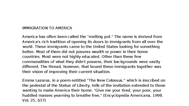 IMM 101: Immigration to America - Historical Overview and Impact - Studocu