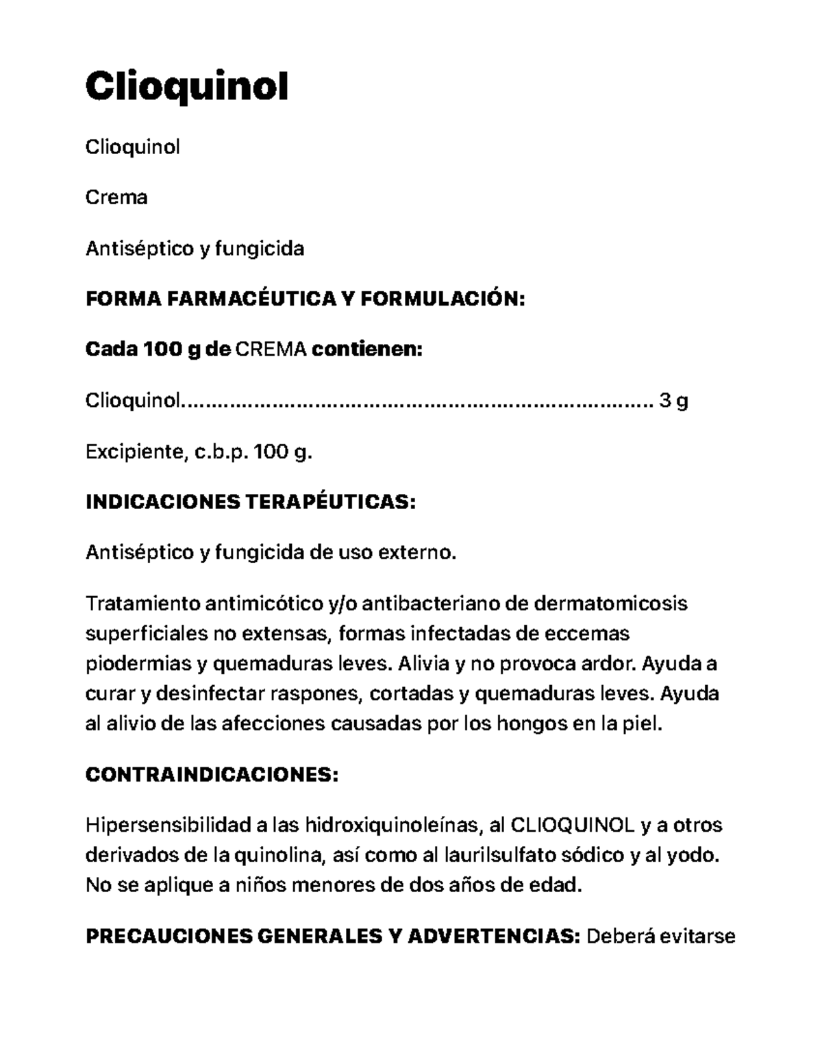 Clioquinol - Dosis - Clioquinol Clioquinol Crema Antiséptico y ...