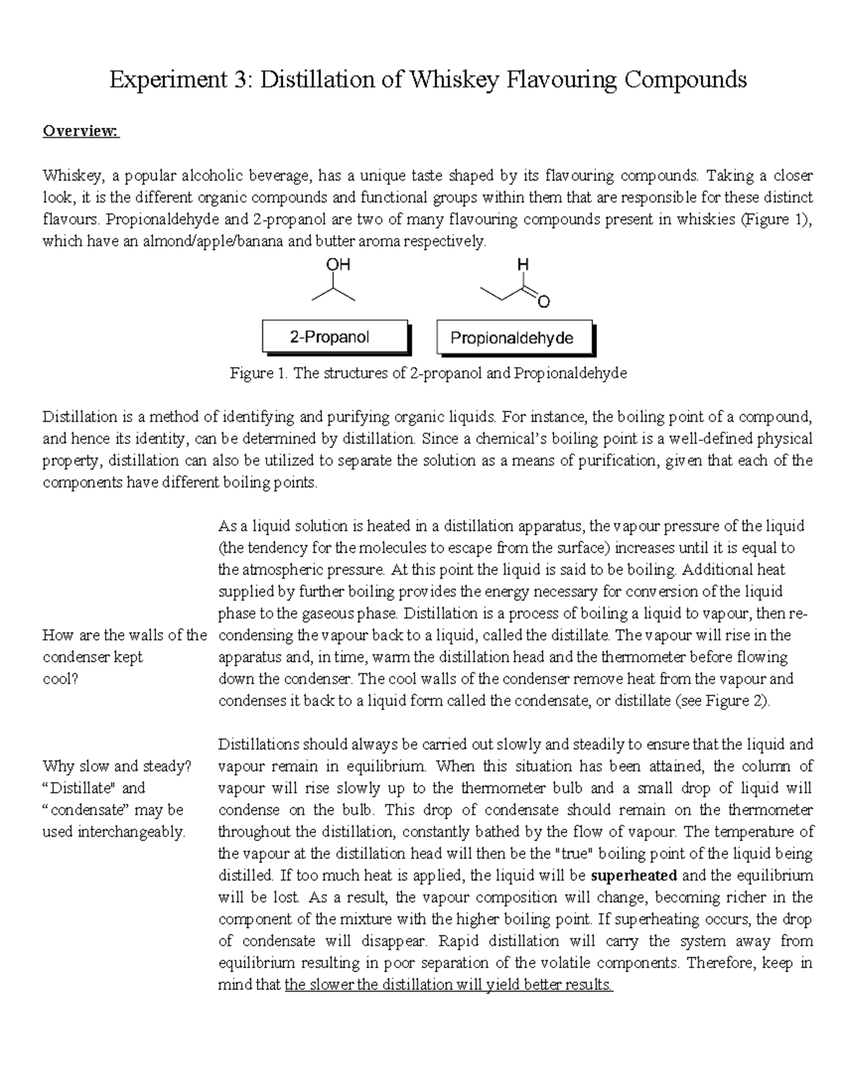 Expt 3 - Whiskey Distillation lab - Experiment 3: Distillation of ...